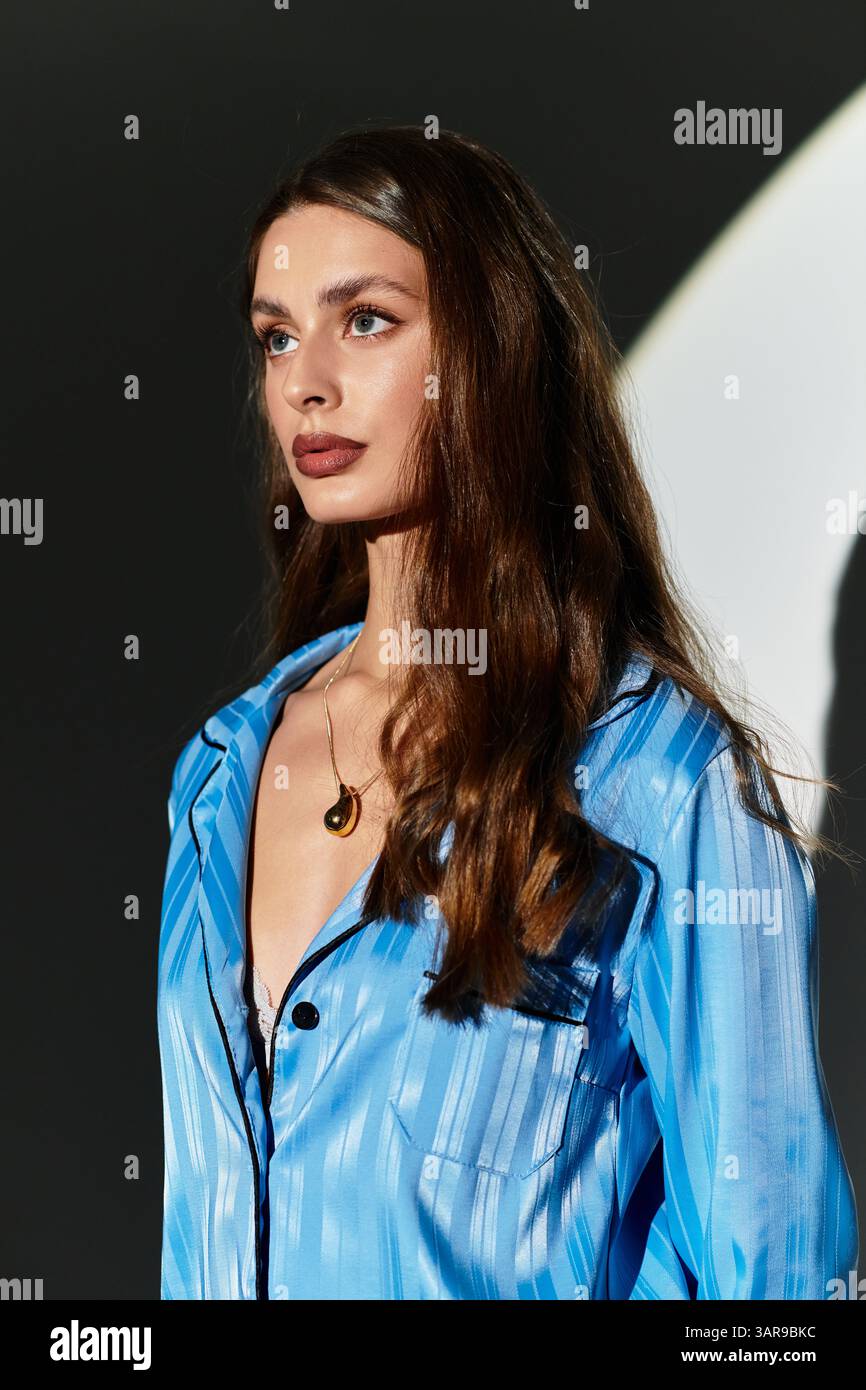 A confident young woman displays her unique style in a creative, modern ...