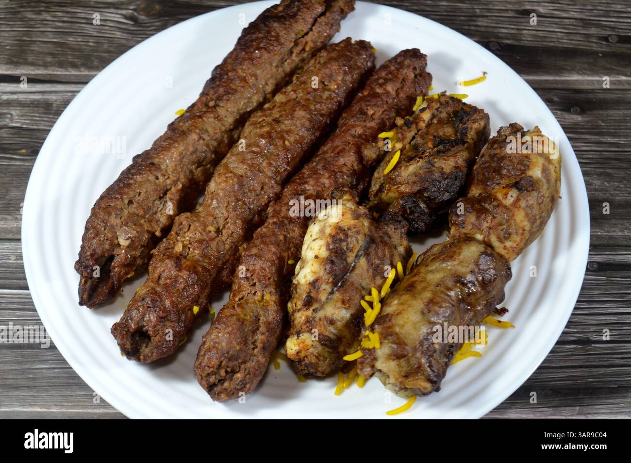 Arabic cuisine traditional food beef Kofta, kebab and tarb kofta which ...