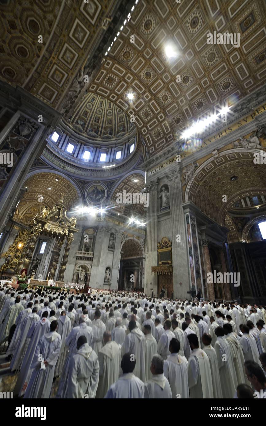 April 17, 2025 - Vatican City. Celebration of the Chrism Mass presided ...