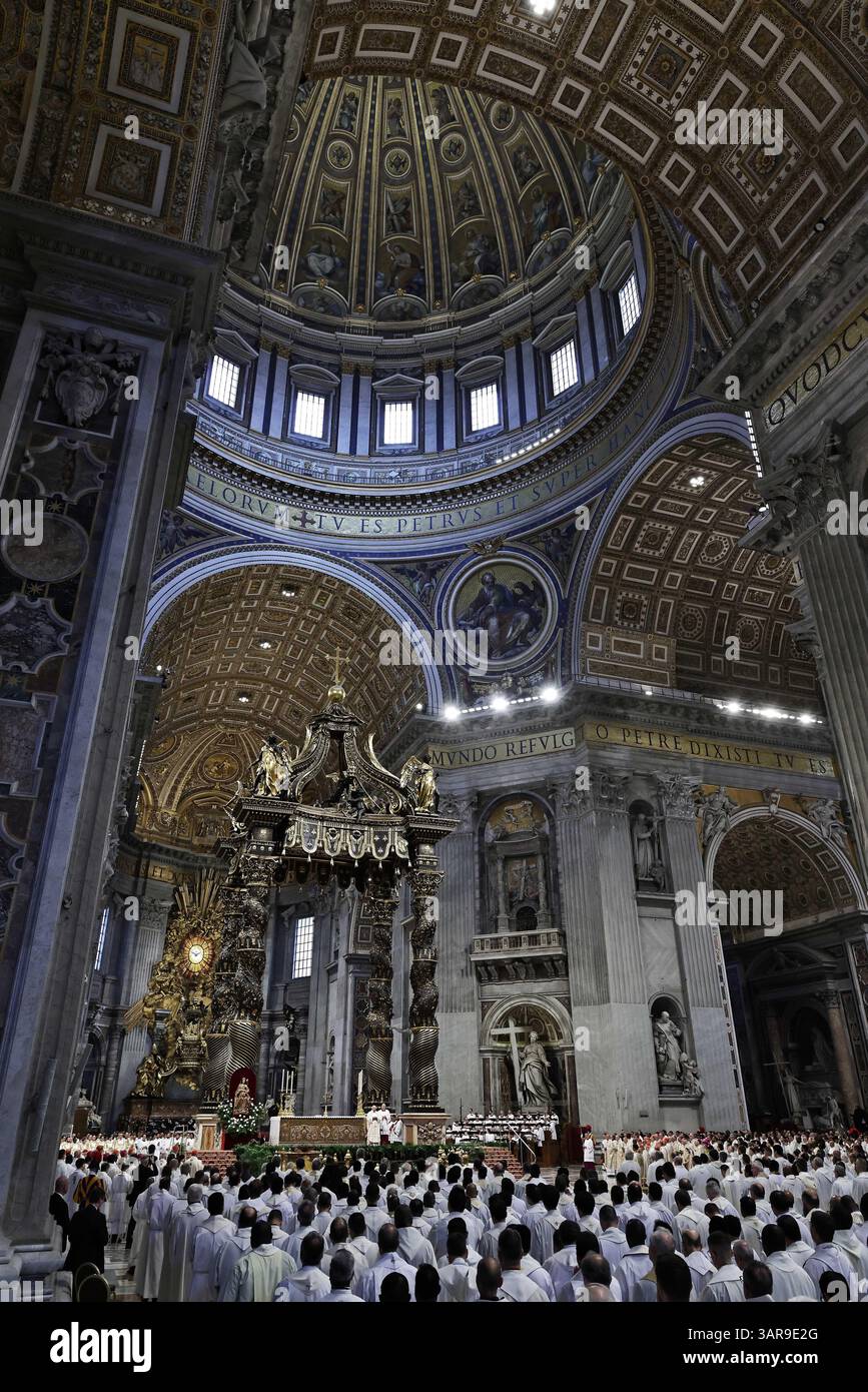 April 17, 2025 - Vatican City. Celebration of the Chrism Mass presided ...