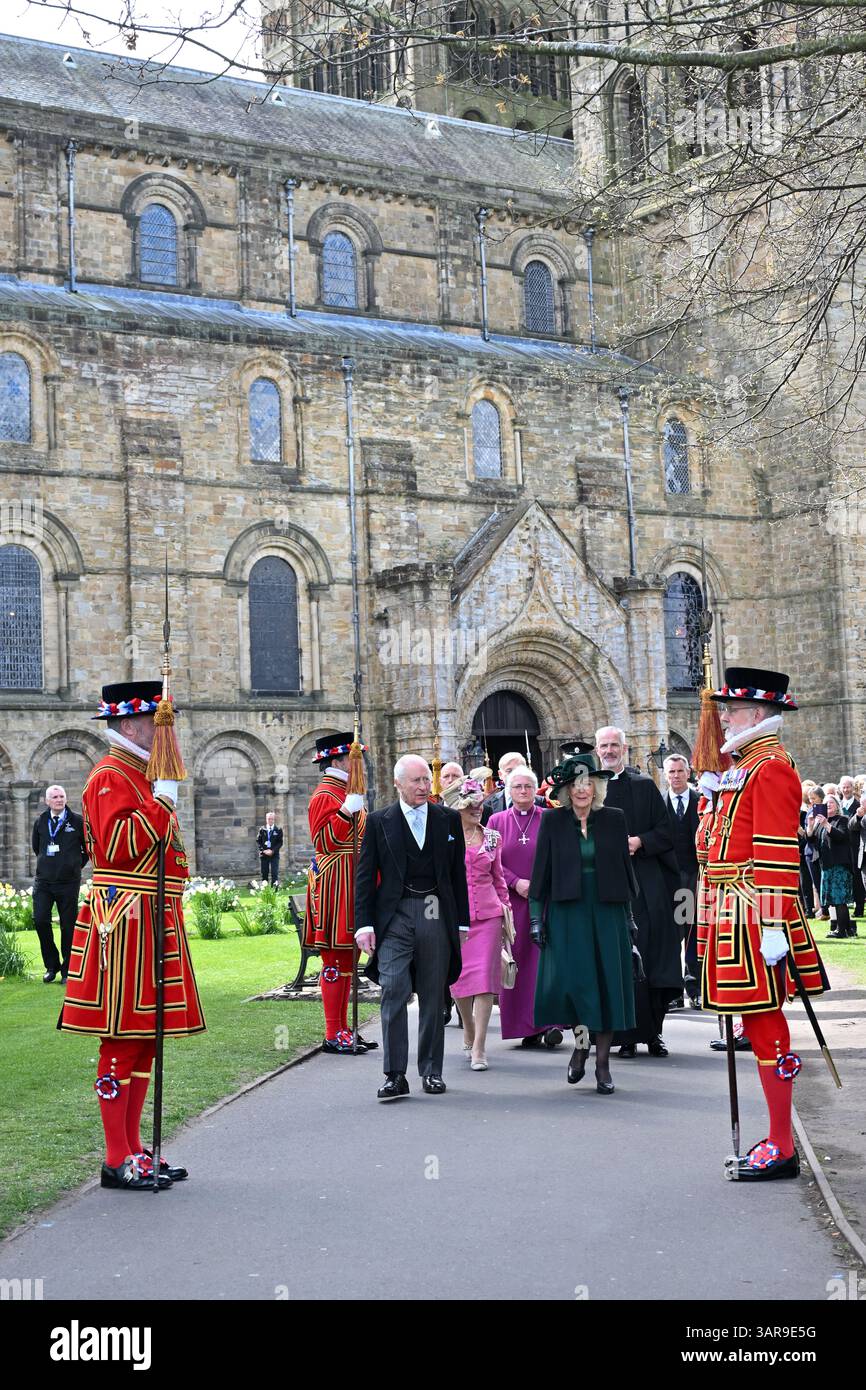 (left to right) King Charles III, Queen Camilla and The Dean of Durham ...
