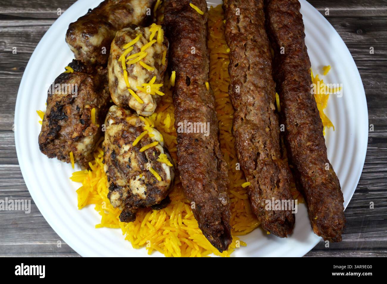 Traditional food beef Kofta, kebab and tarb kufta which is minced meat ...
