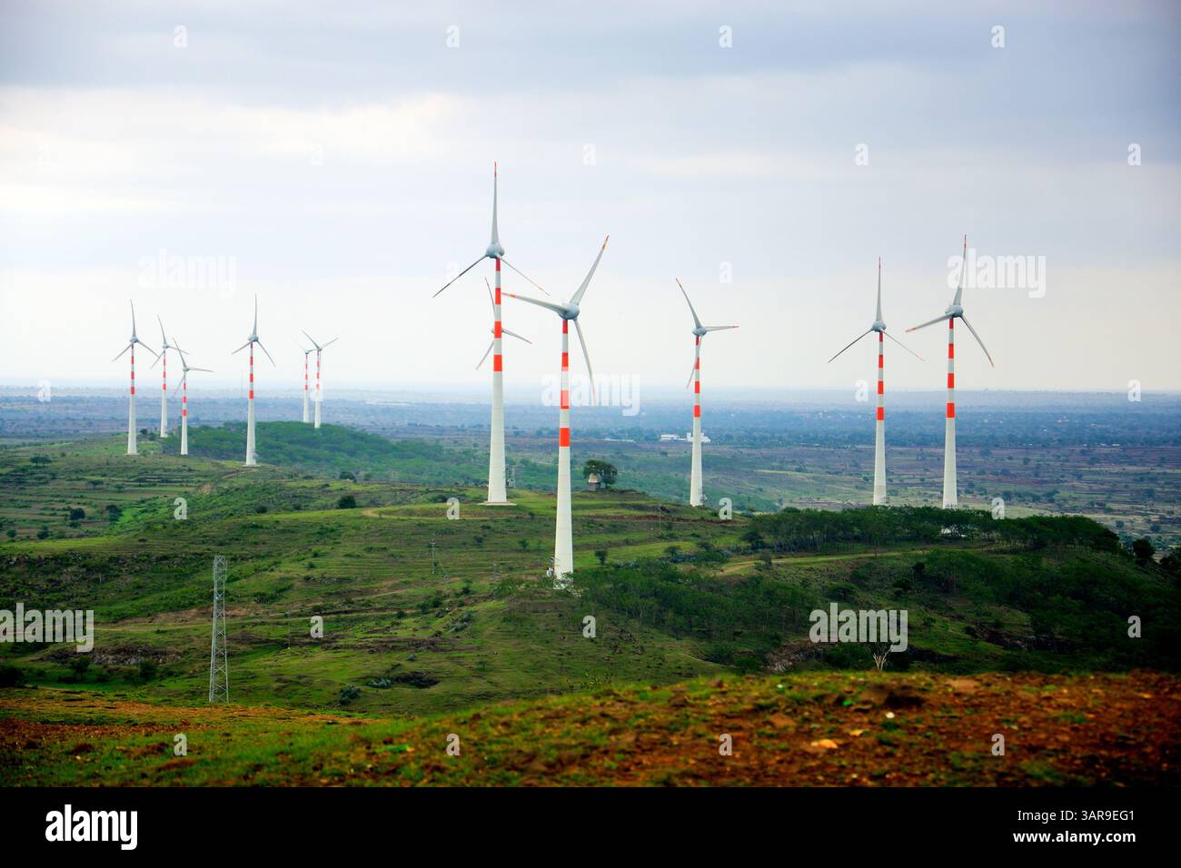 Windmills near Ahmednagar, Harishchandra Range, Sahyadri Mountain Range ...