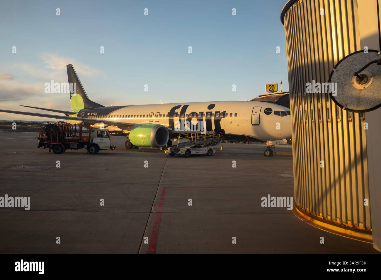 A Flair Airlines Boeing 737 Max 8 aircraft at Calgary Airport in ...