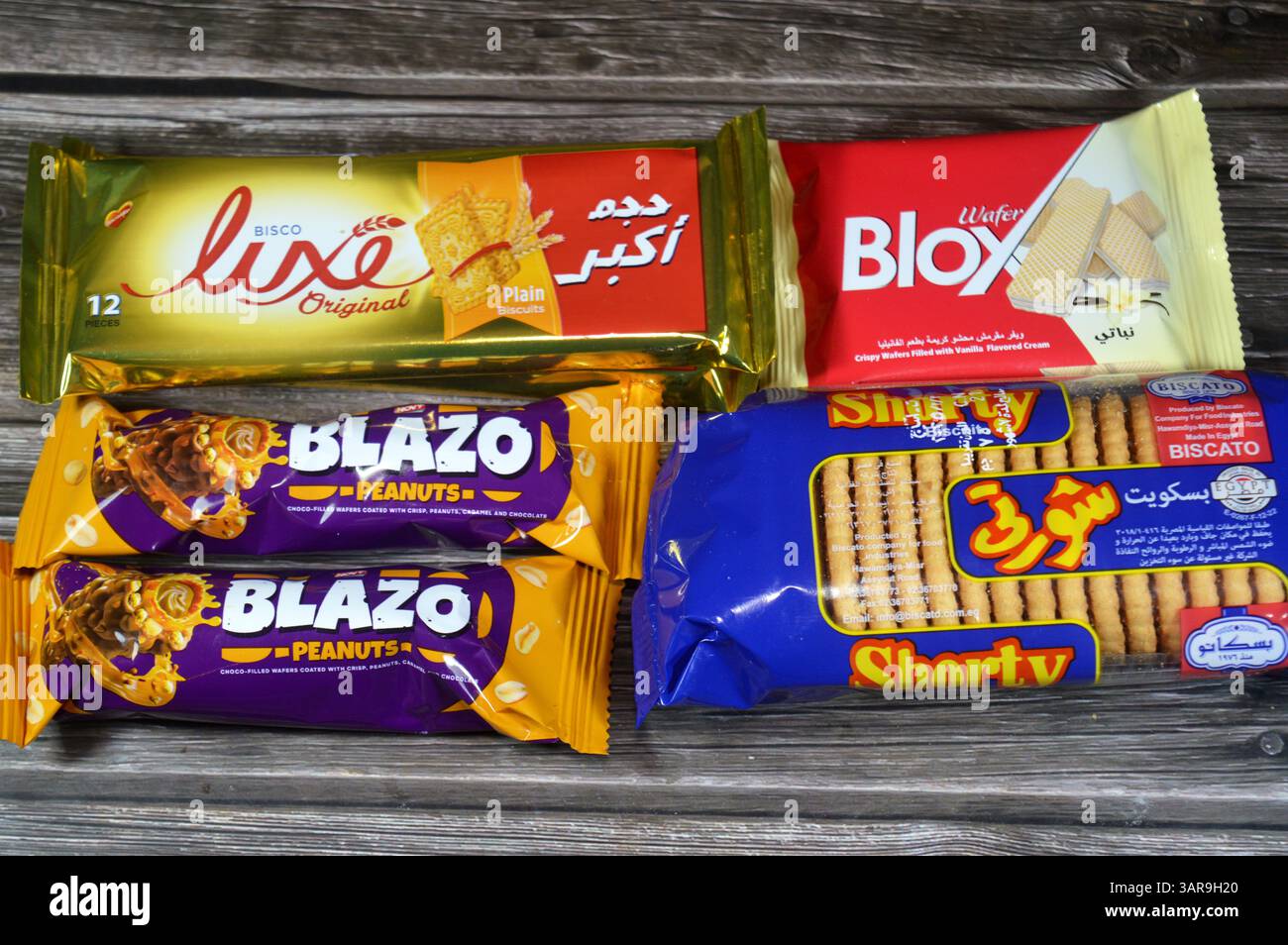 Cairo, Egypt, March 7 2025: assorted biscuits and chocolate of Shorty ...