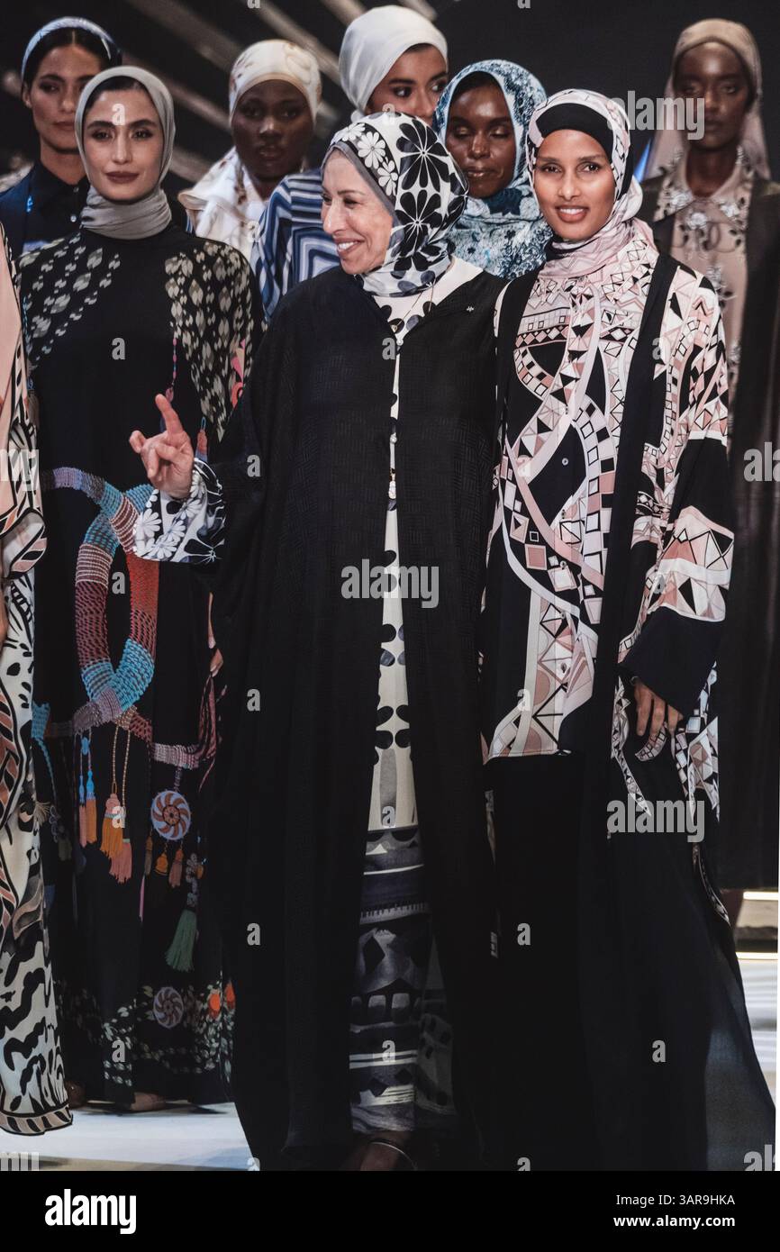 Designer Henza Colakoglu (C-L) and Rawdah Mohamed (C-R) Norwegian ...