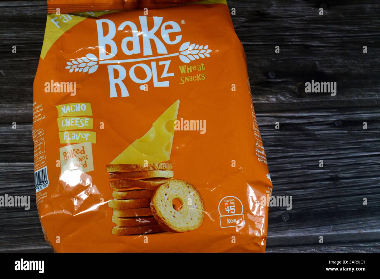 Cairo, Egypt, March 15 2025: Bake Rolz, a rich toasted snack made of 100% wheat that offers a ...