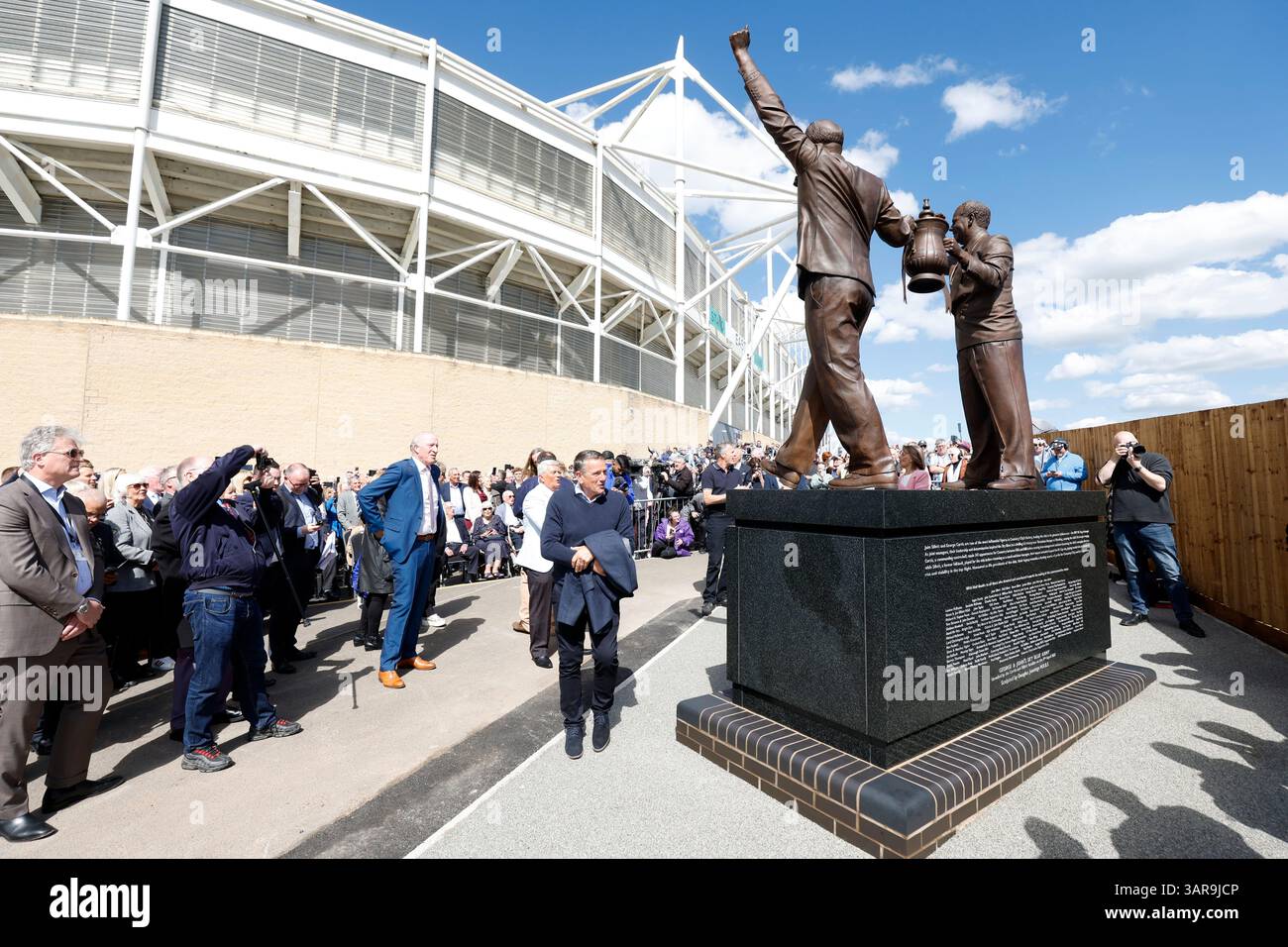 A general view of the George Curtis and John Sillett statue during the ...