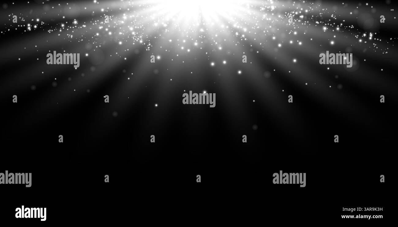 Dramatic Light Rays Illuminated by Glittering Particles Set Against a Dark Background, Creating ...