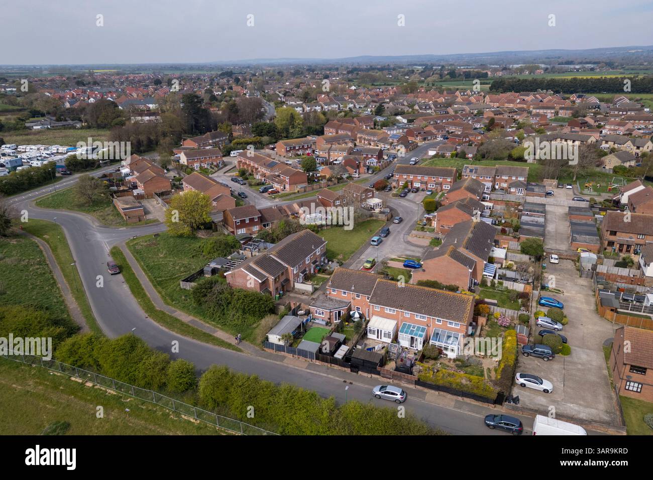 Aerial view of resdiential area of Ford, West Sussex, UK Stock Photo ...