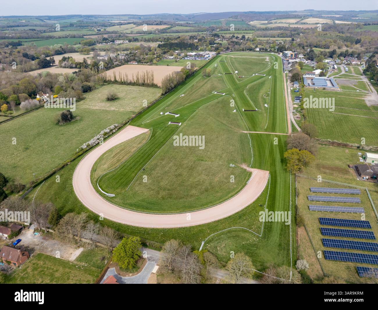 Aerial view of Fontwell Park Racecourse, West Sussex, UK Stock Photo ...