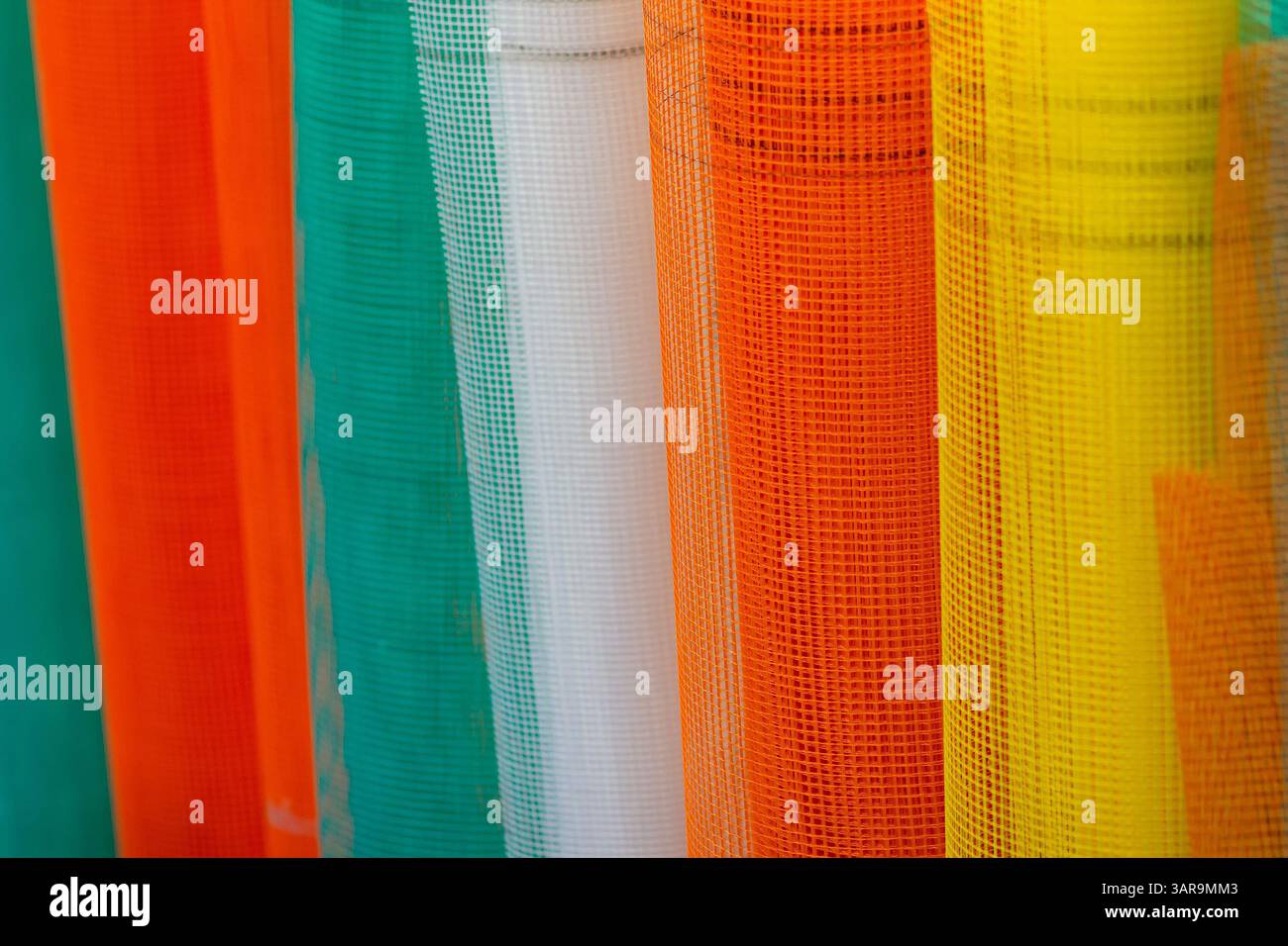 Fiberglass nets for construction work in the shop window. Industry ...