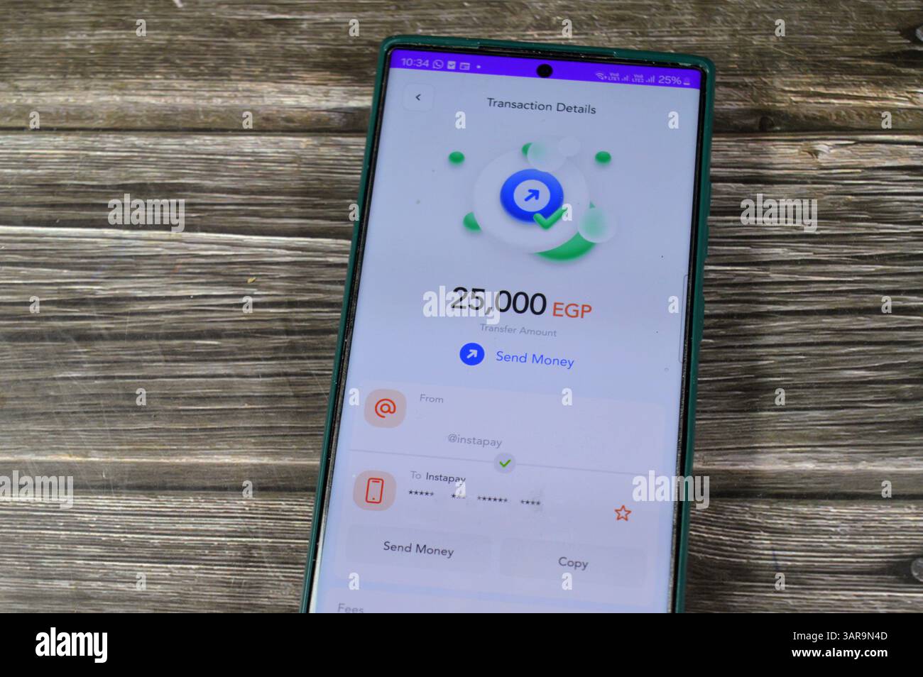 Cairo, Egypt, March 26 2025: Successful money transfer transaction on ...