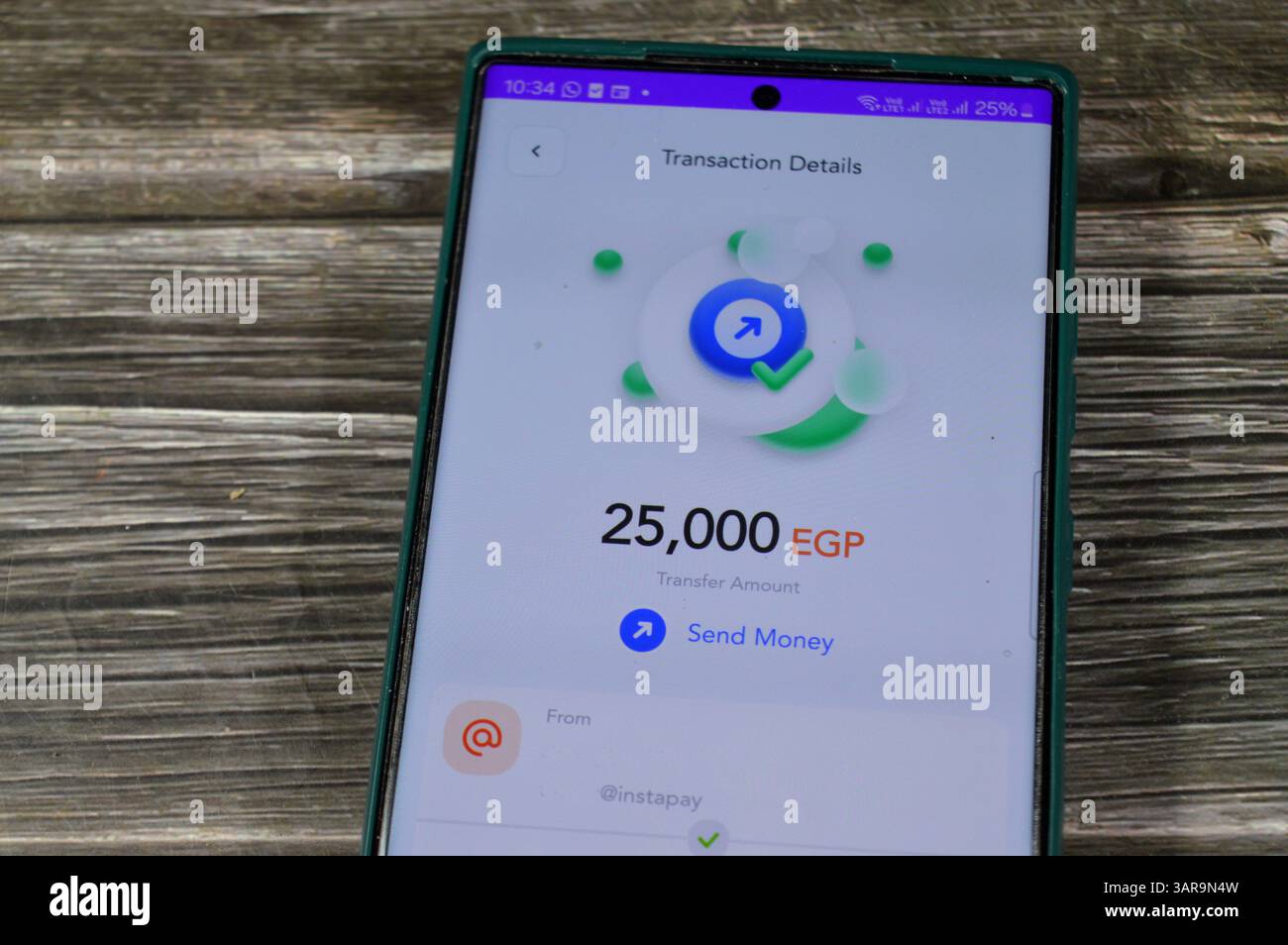 Cairo, Egypt, March 26 2025: Successful money transfer transaction on ...