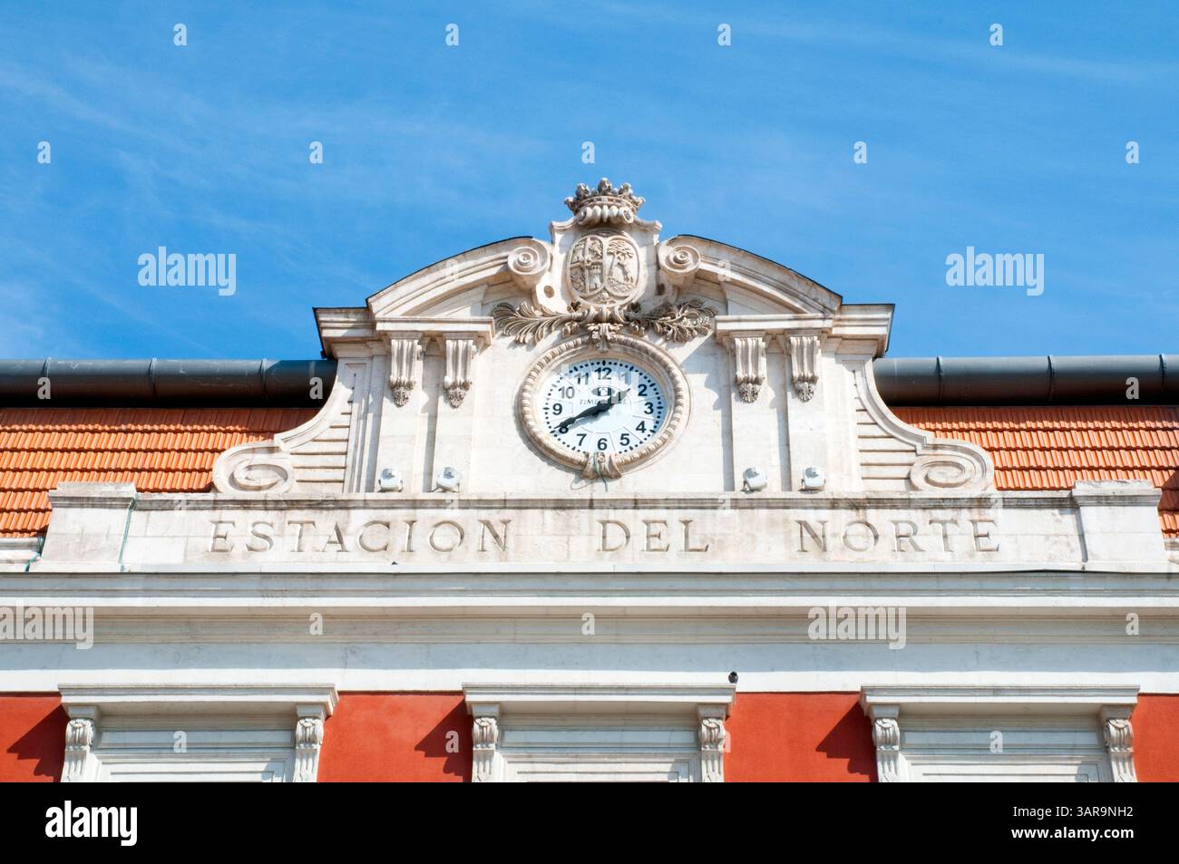 Clock on the facade. Principe Pio station, Madrid, Spain Stock Photo ...
