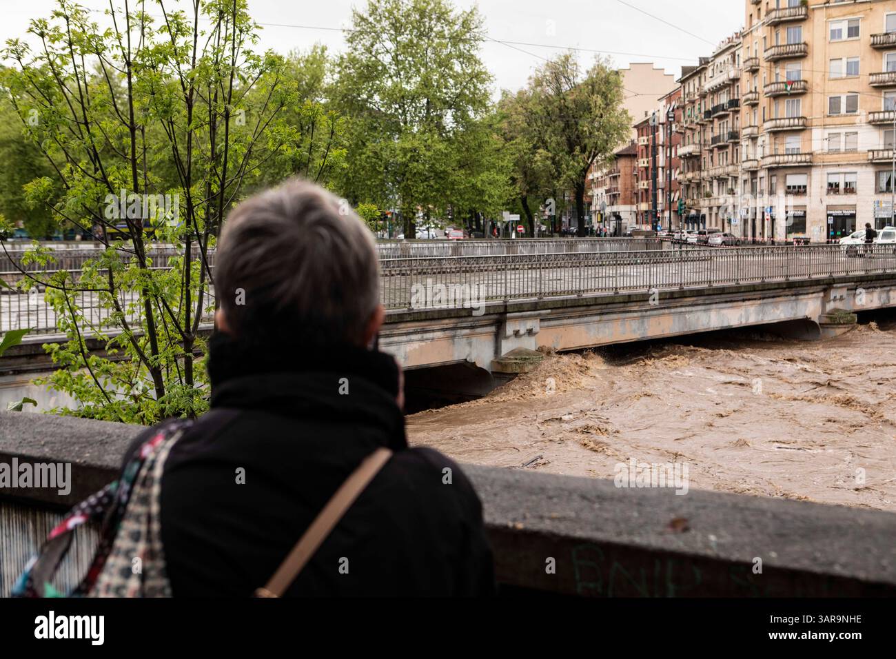 The waters of the Dora river in Turin, Italy, Thursday, April 17, 2025 ...