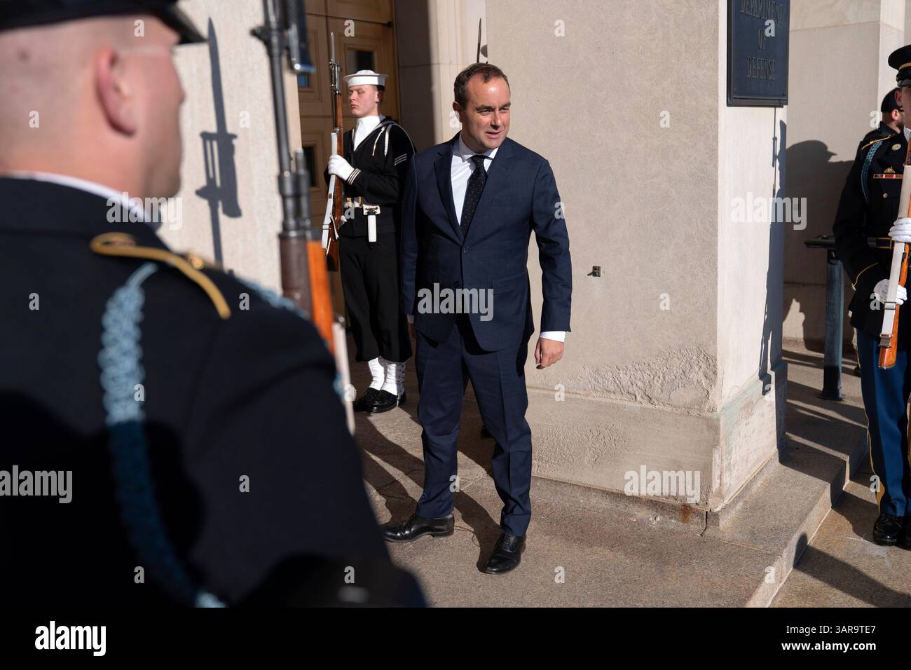 France's Minister of Armed Forces Sébastian Lecornu, arrives for a ...
