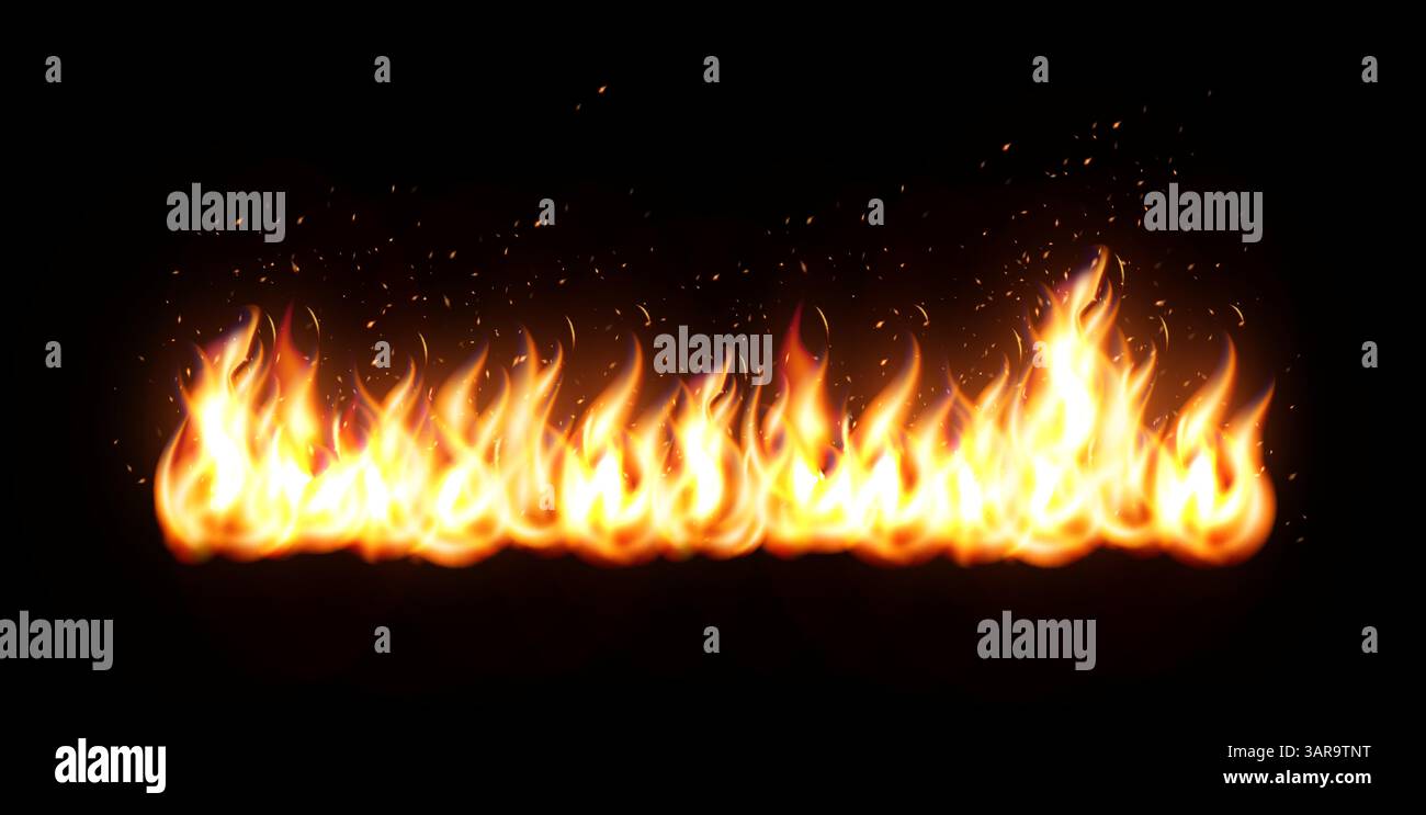 Realistic horizontal fire border hi-res stock photography and images ...