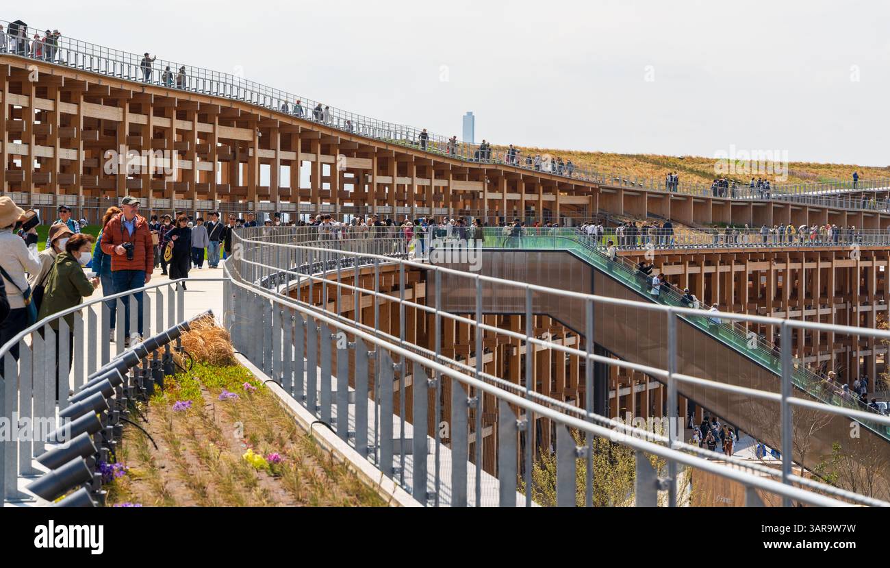 Osaka, Japan - April 16 2025 : Visitors walking along the Grand Ring ...