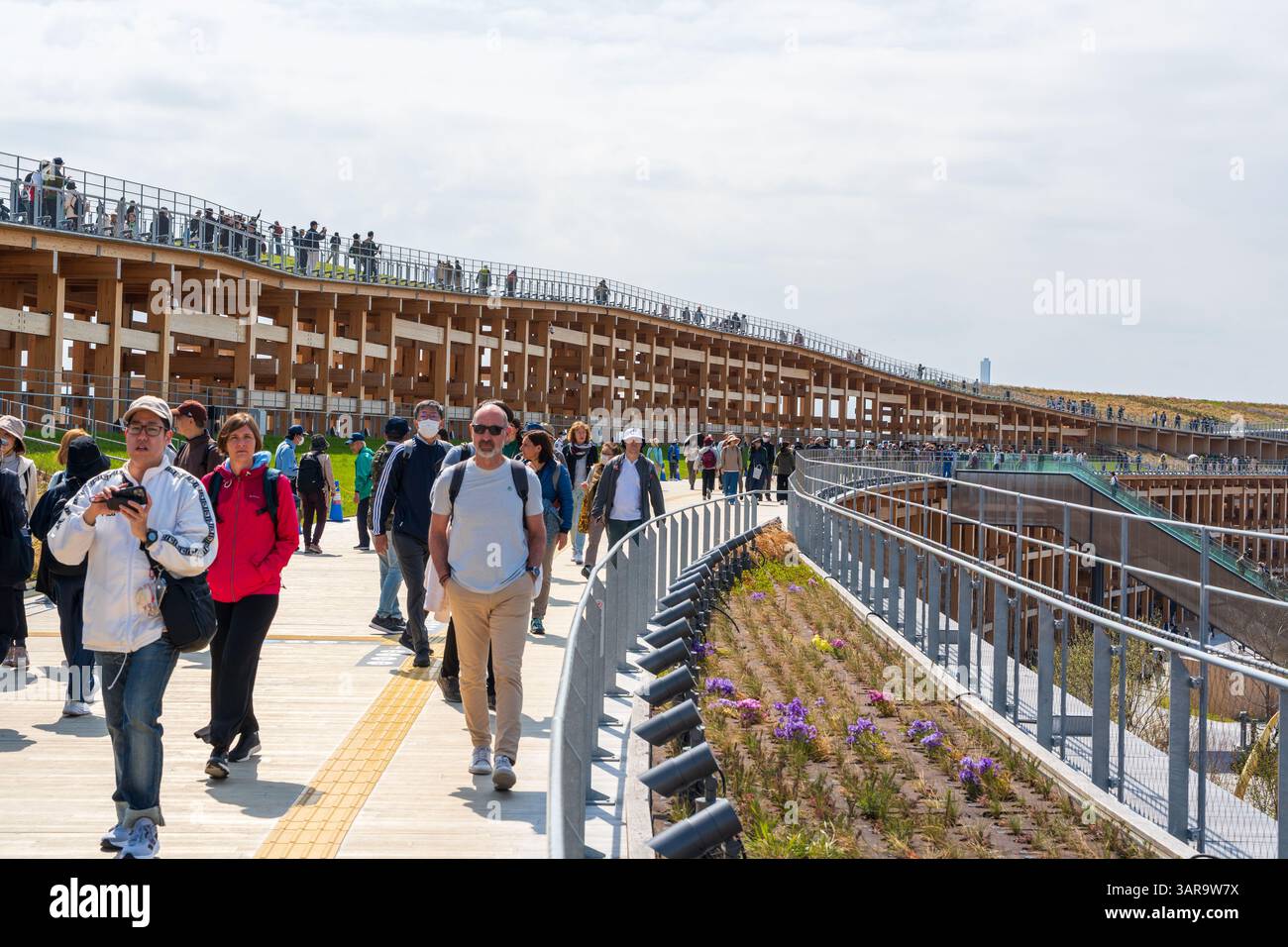 Osaka, Japan - April 16 2025 : Visitors walking along the Grand Ring ...