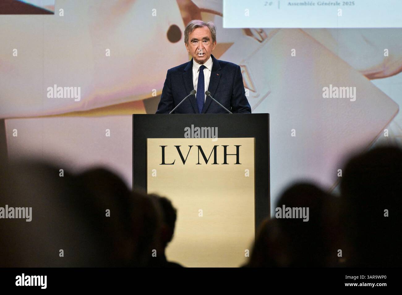 World's top luxury group LVMH head Bernard Arnault speaks during the ...