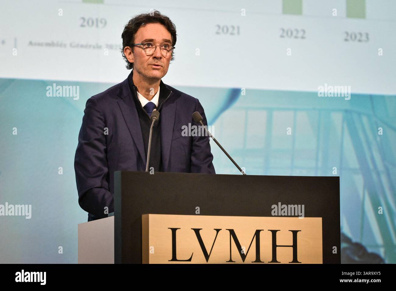 Paris, France. 17th Apr, 2025. CEO of luxury group LVMH Antoine Arnault ...