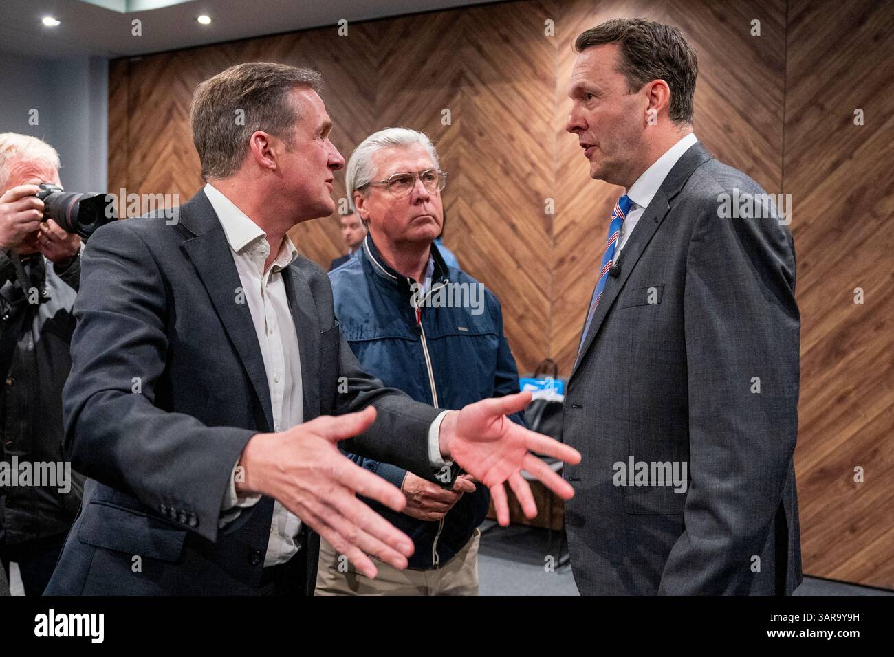 Scottish Conservative leader Russell Findlay speaks with Councillor ...