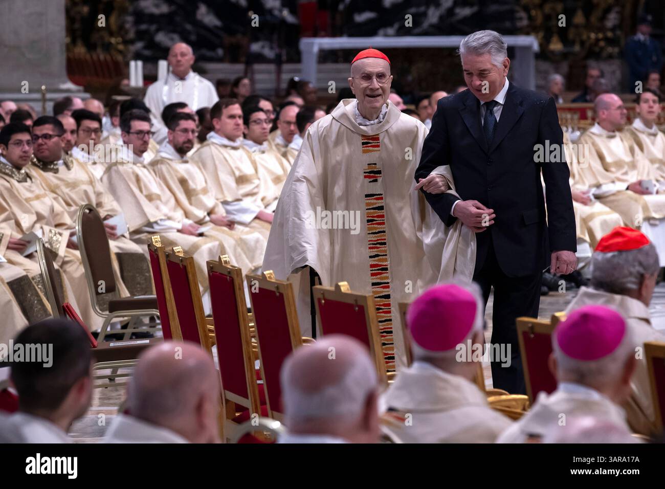 Vatican City, Vatican, 17 April 2025. Cardinal Tarcisio Bertone attends ...
