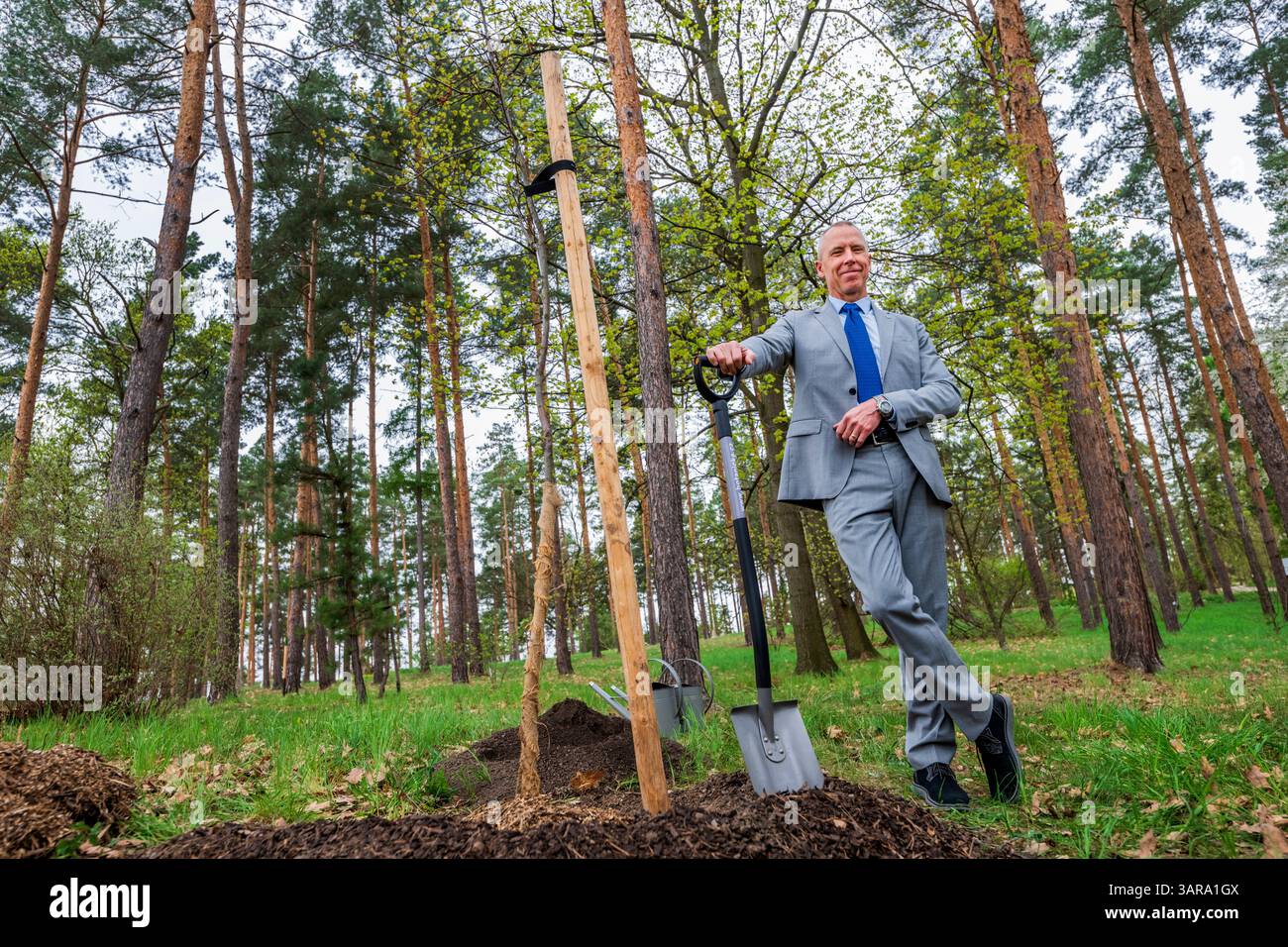 American astronaut Andrew Feustel planted a California oak tree as part ...