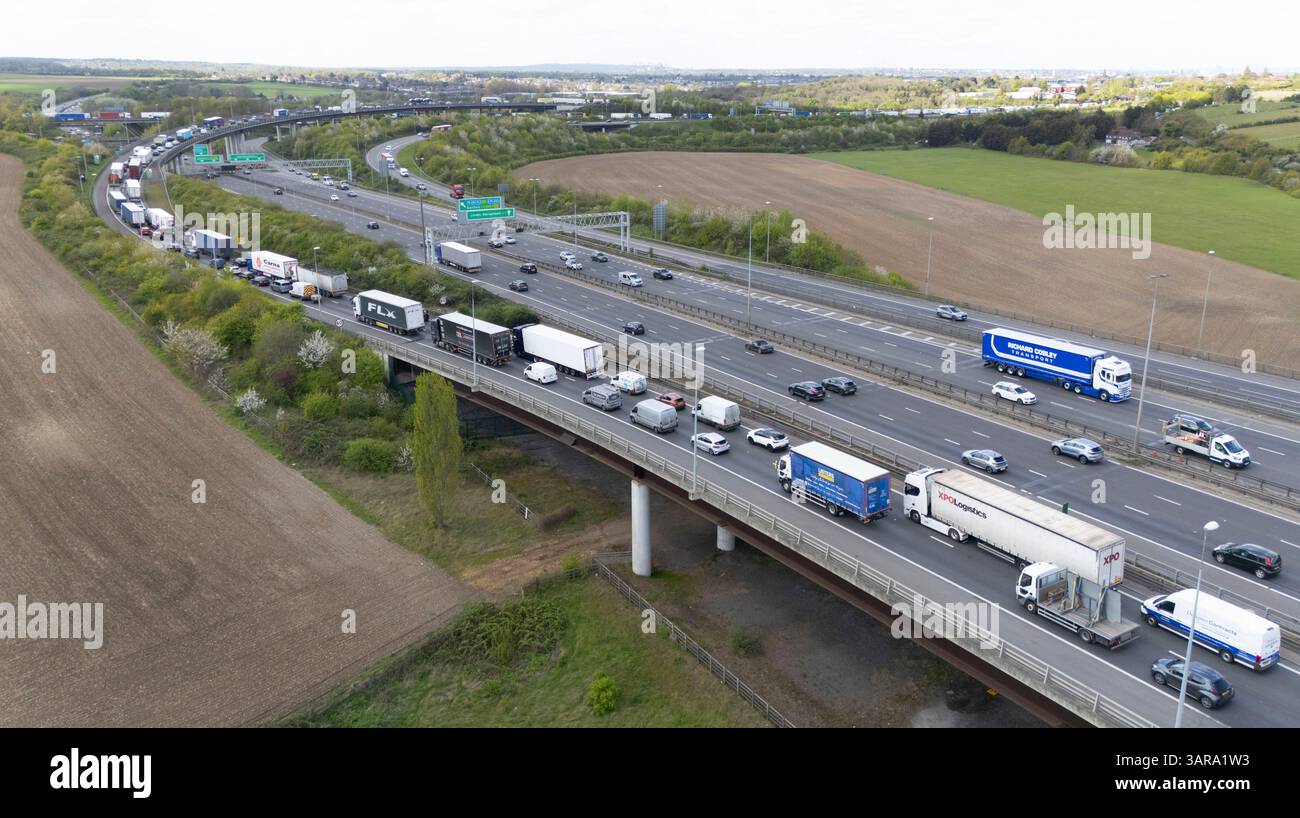 Traffic queues along the A2 for the Dartford Crossing in Kent as the ...