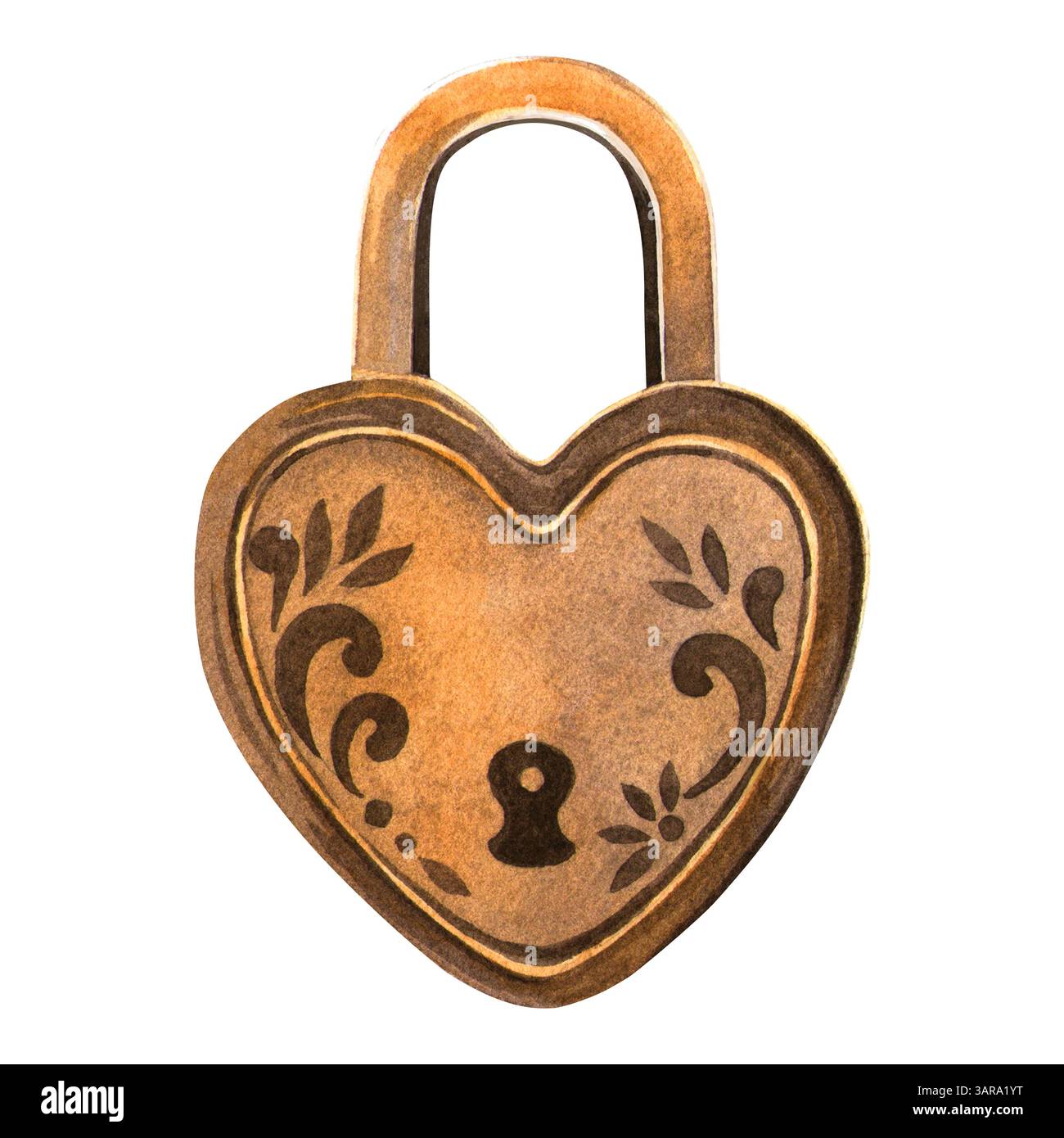 Lock heart shape in vintage style. Antique padlock for romantic design ...