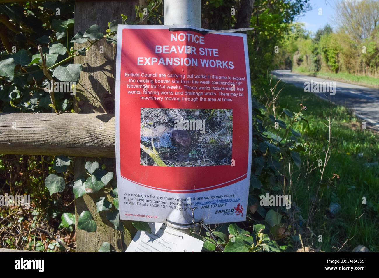 April 17, 2025, London, England, United Kingdom: A sign informs of ...