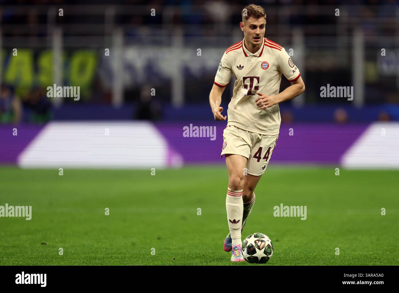Milano, Italy. 16th Apr, 2025. Josip Stanisic of FC Bayern Munchen in ...