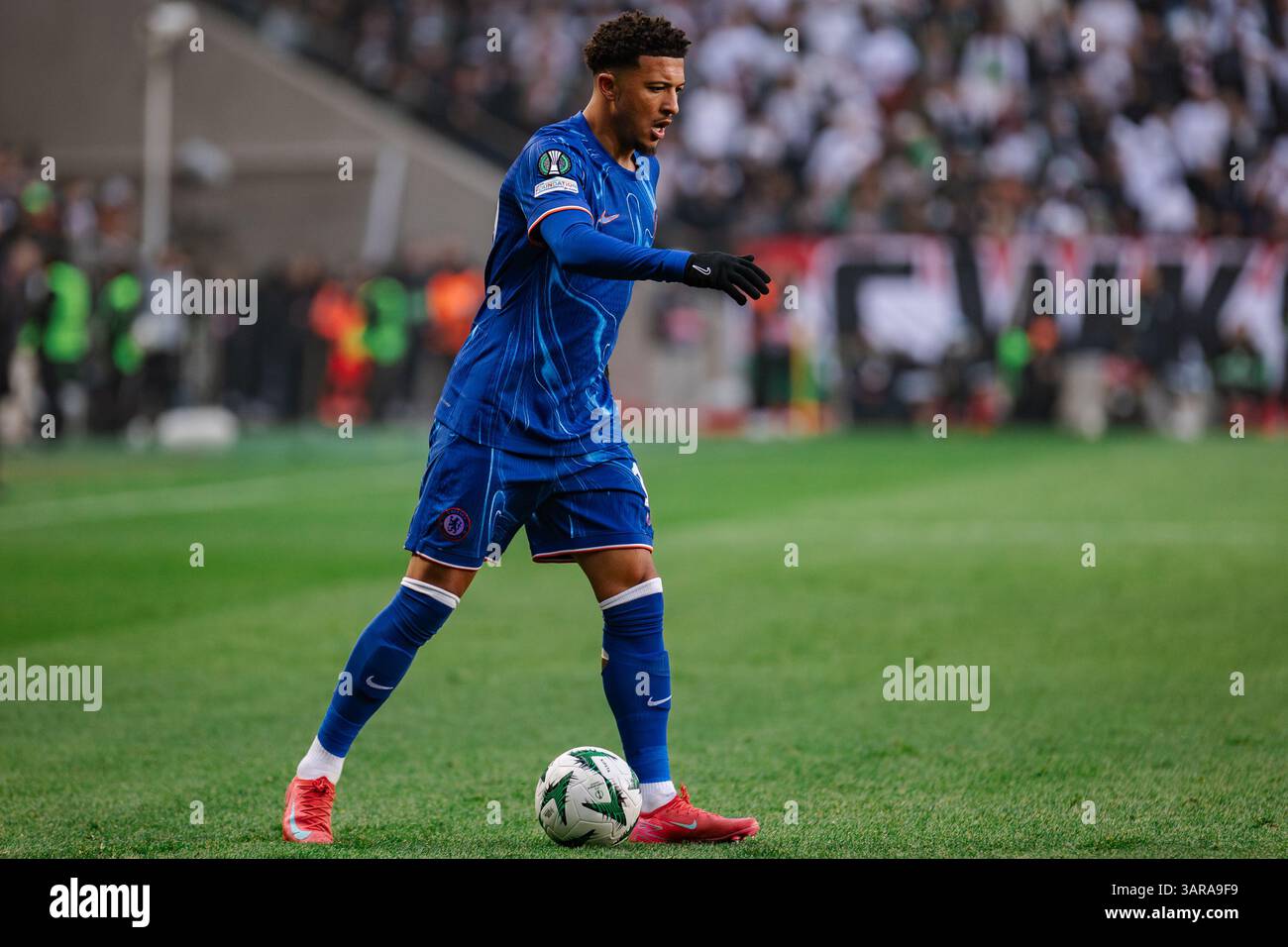 Jadon Sancho of Chelsea FC seen during the UEFA Conference League Quarter Final match between ...