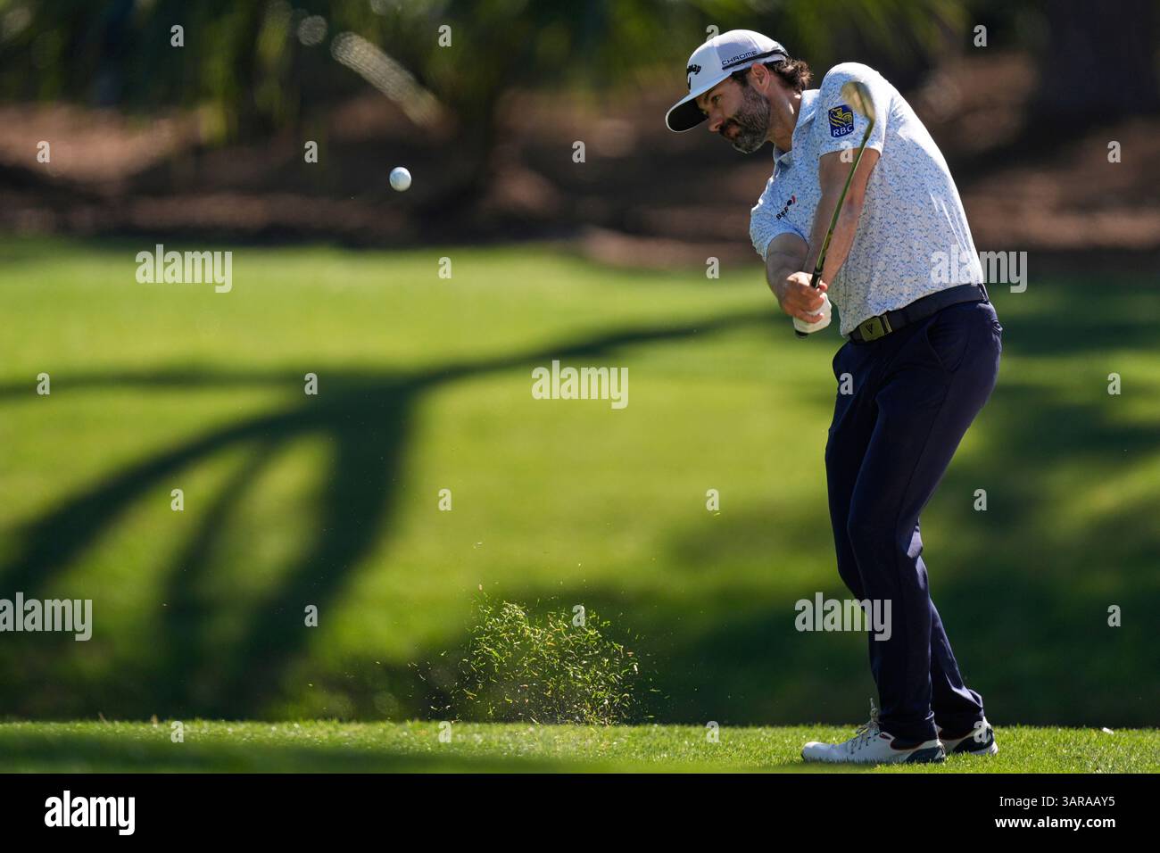 Adam Hadwin hits from the hole during the first round of the RBC ...