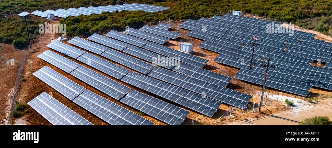 Modern solar power system mounted on ground Stock Photo - Alamy