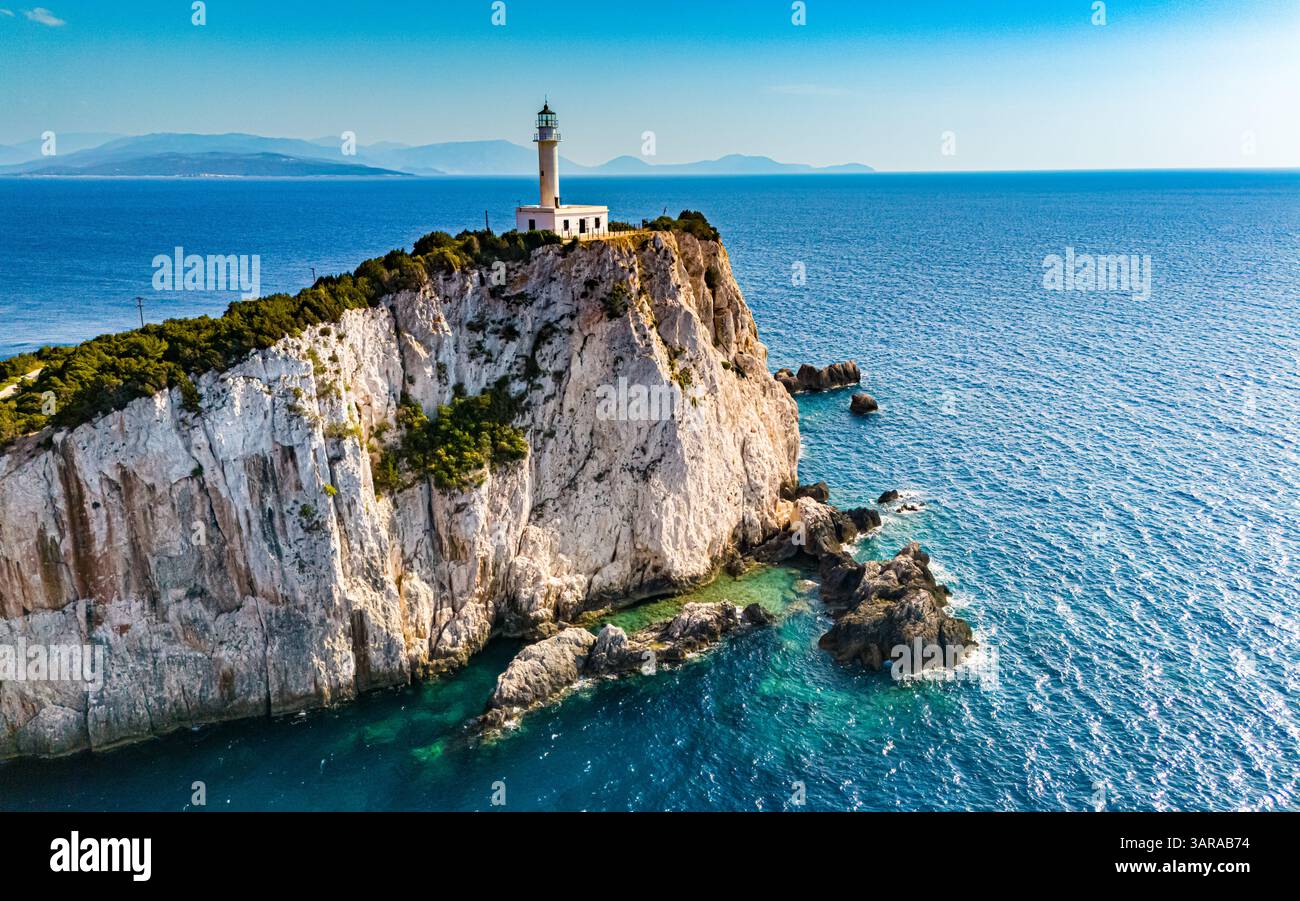 Cape Lefkatas Lighthouse, on Lefkada Island, Greece Stock Photo - Alamy