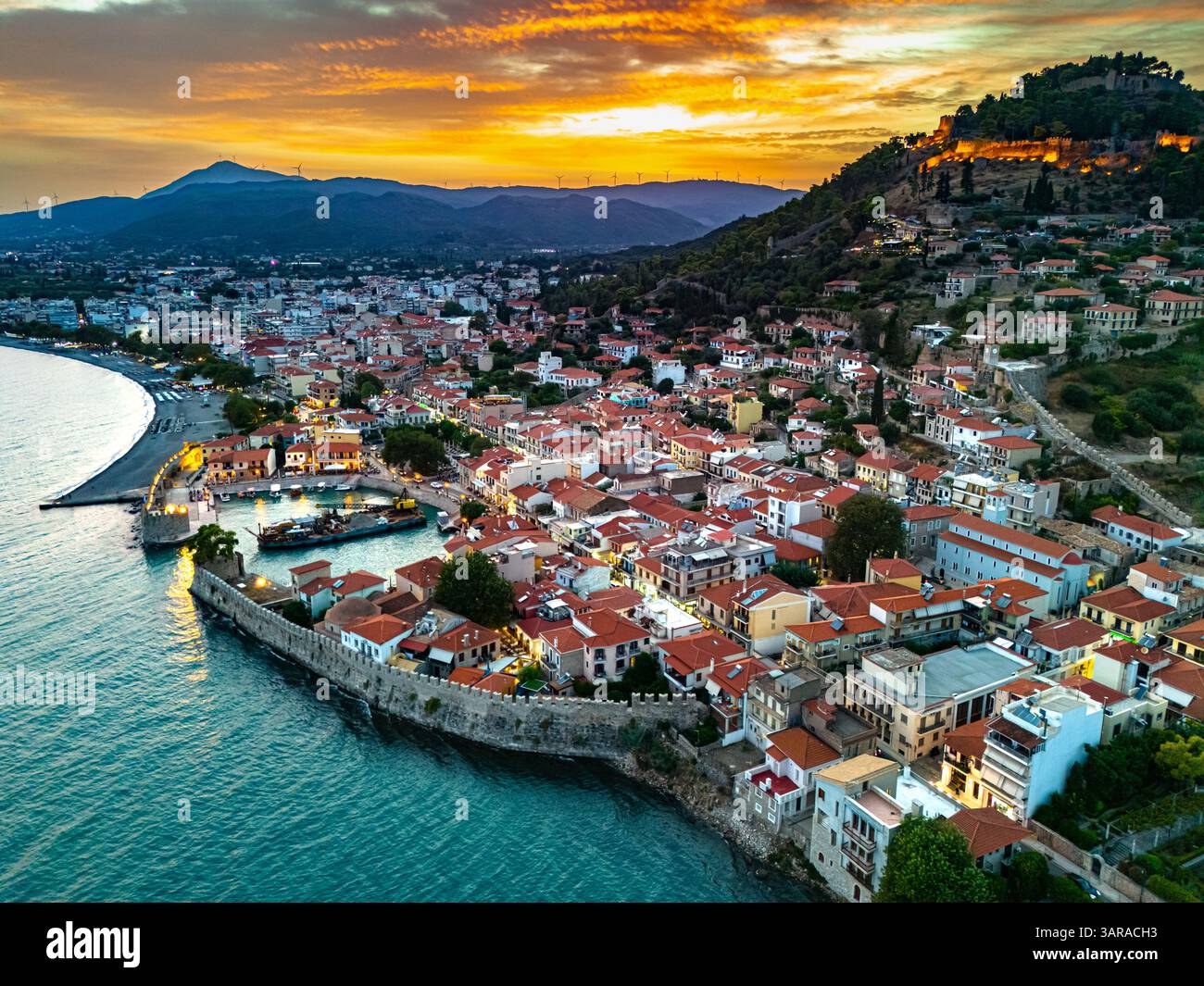 City of Nafpaktos in Aetolia-Acarnania, near Gulf of Corinth, Greece ...