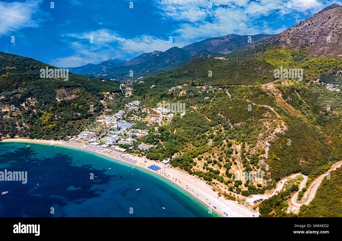 Panoramic view of the beach in Lichnos, near Parga in the region of ...