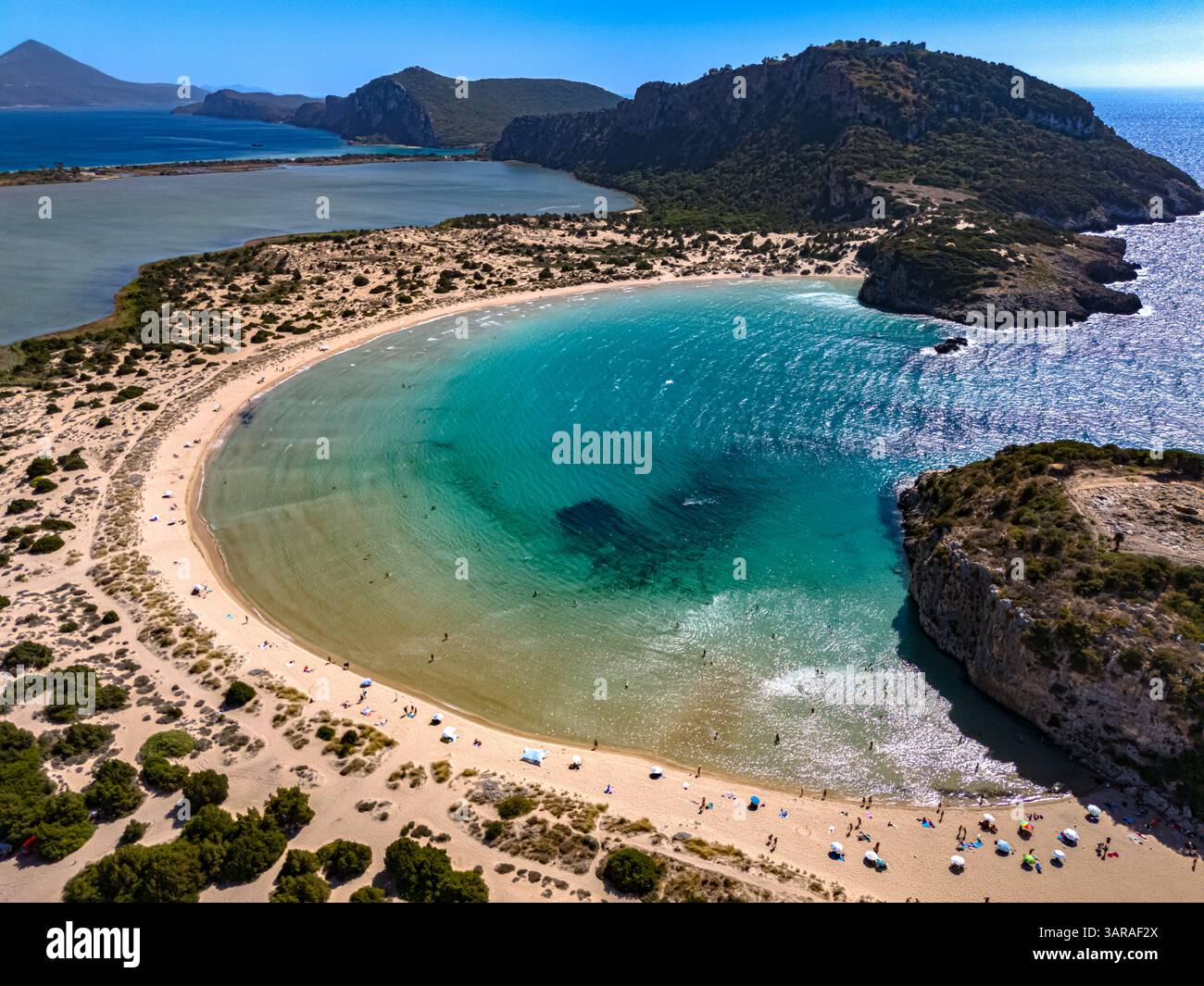 View of Voidokilia Beach, in Messinia, Greece Stock Photo - Alamy