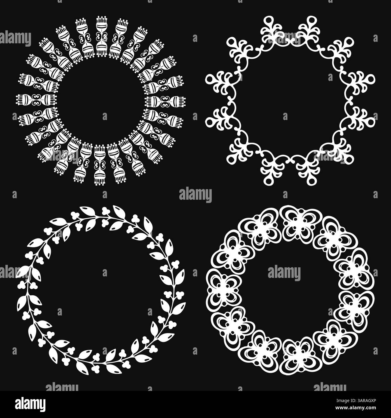 Set of round and circular decorative patterns for design frameworks ...