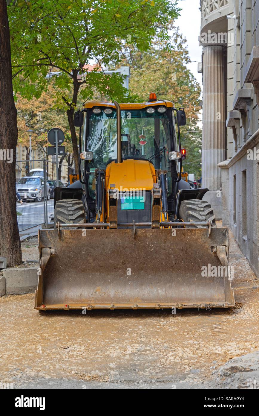 Front Loader Machine Street Construction Site in City Stock Photo - Alamy