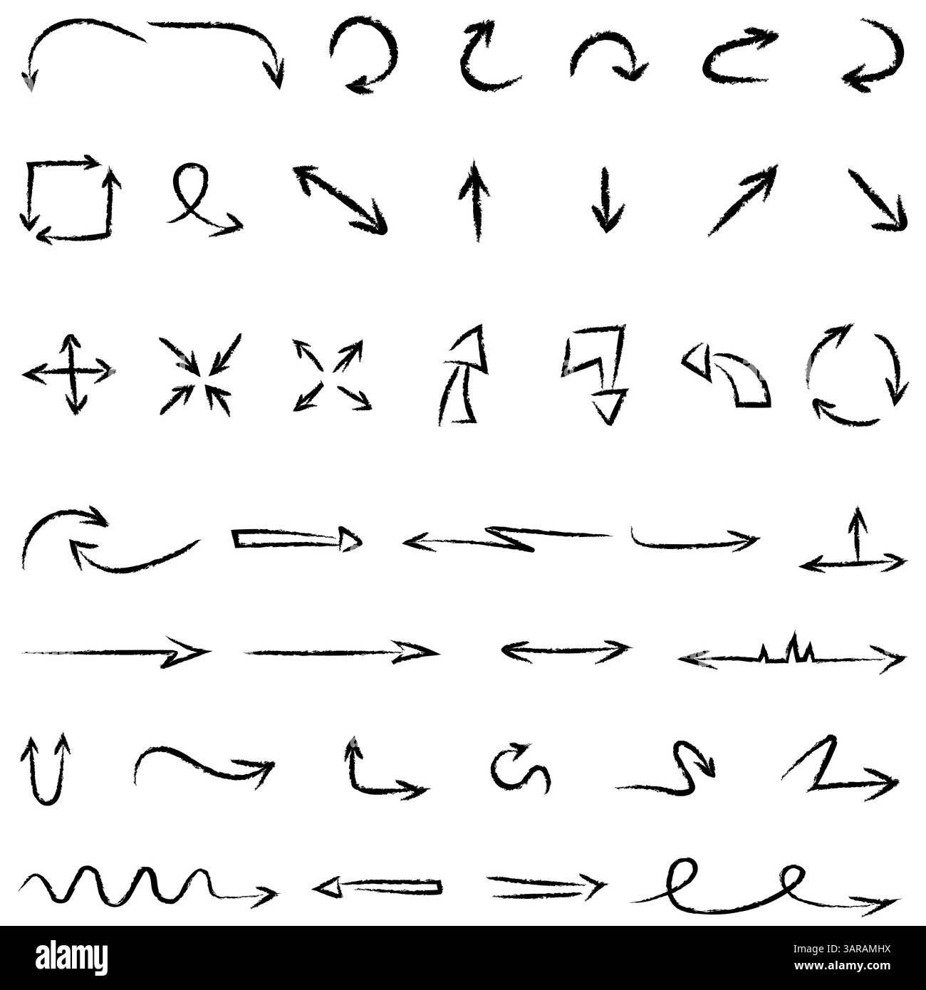 Grunge arrows set hand drawn vector arrows Stock Vector Image & Art - Alamy