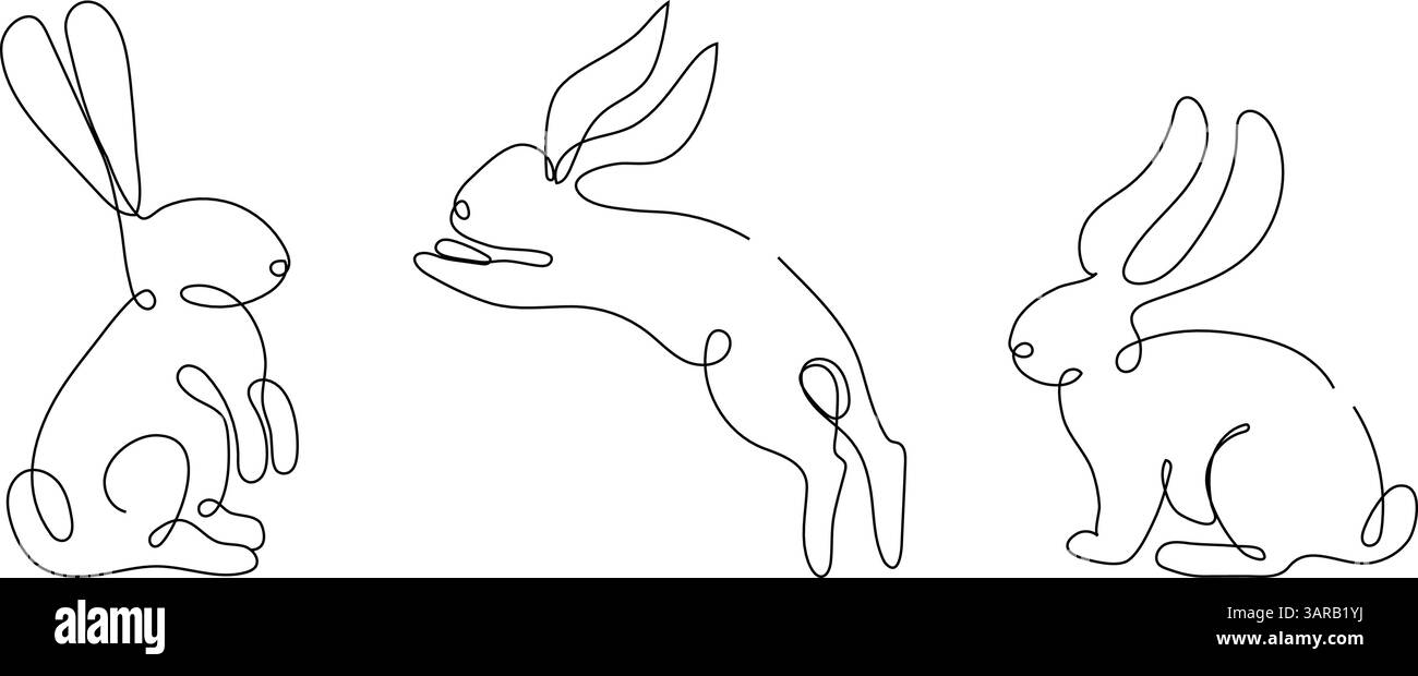 One line drawing of an Easter bunny, capturing the essence of spring ...