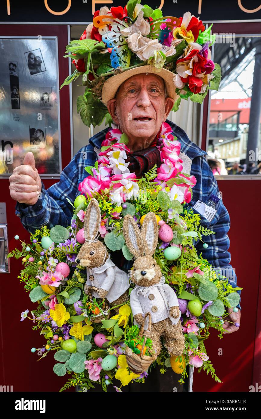 London, UK, 17th April 2025. Alan, a regular participant, gives the ...