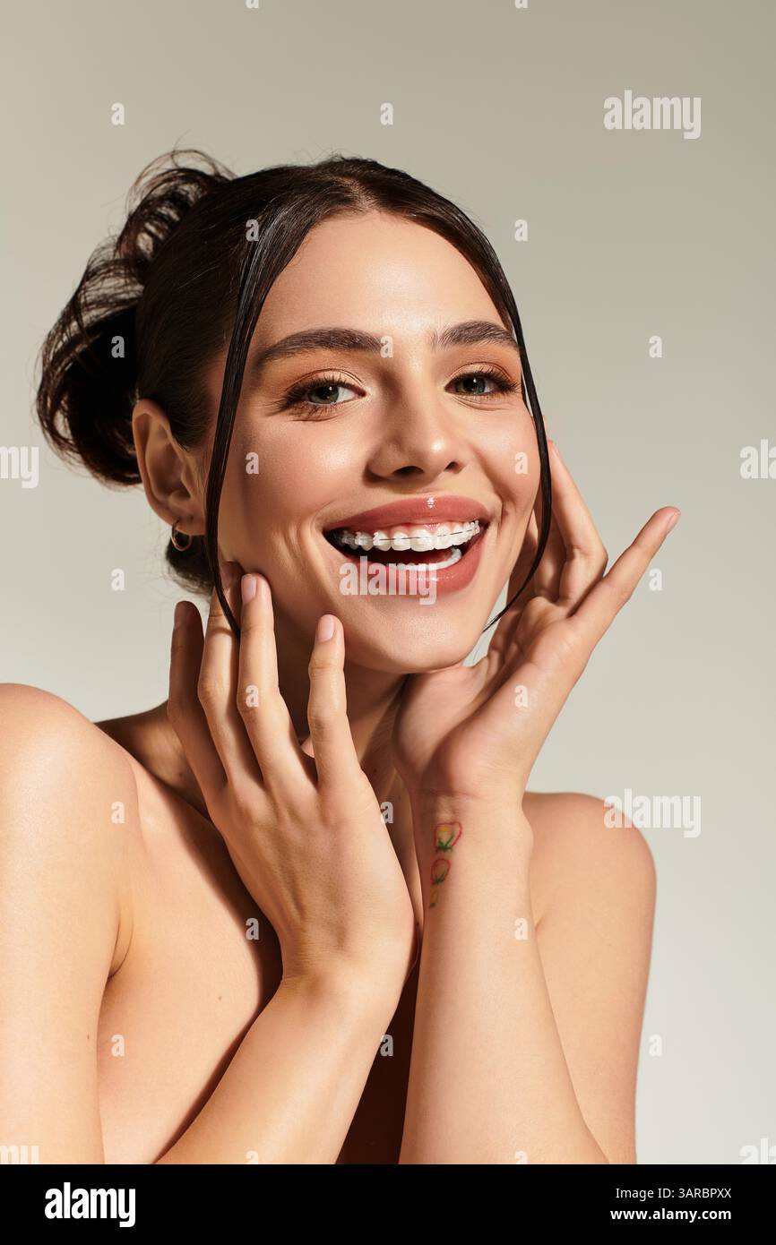 Beautiful woman radiant smile gently hi-res stock photography and ...