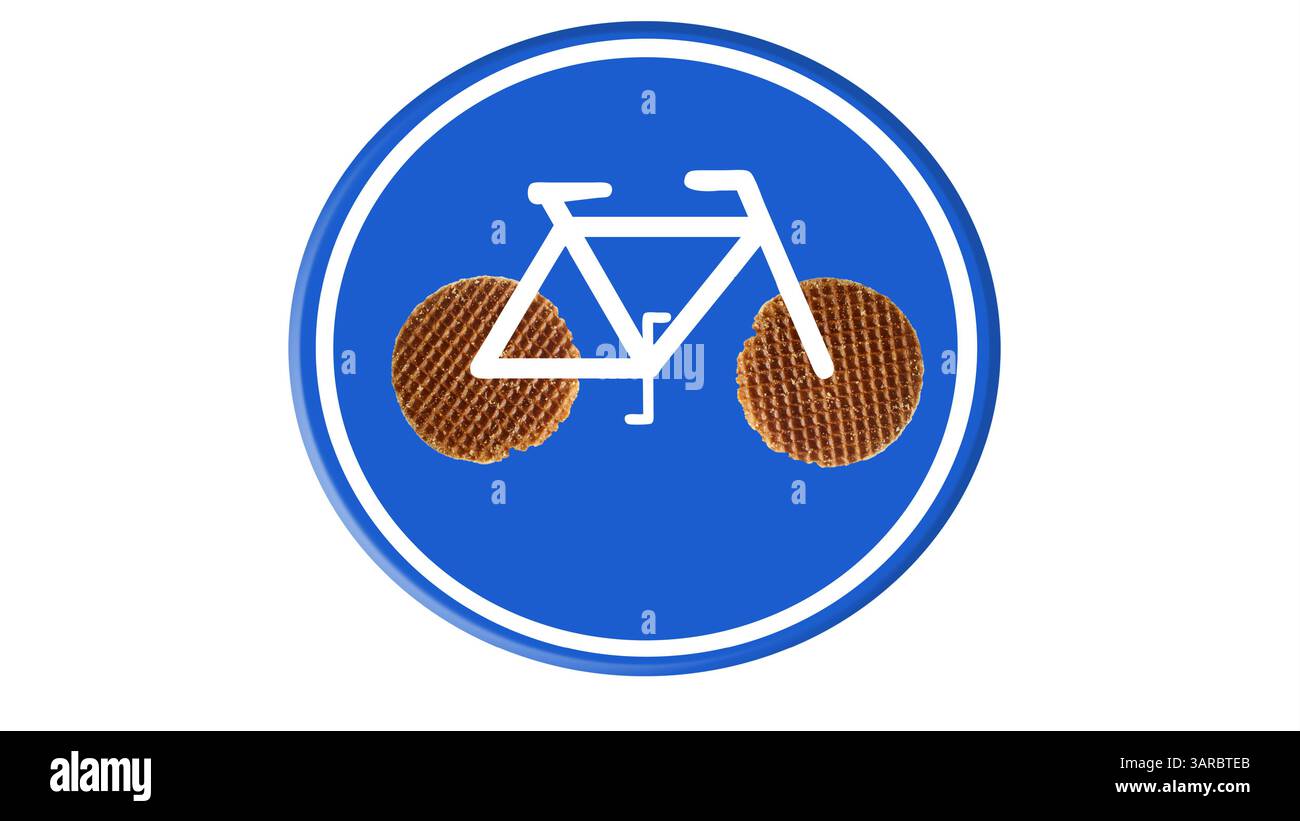 Digital composite - concept cycling in The Netherlands. Road sign of a ...