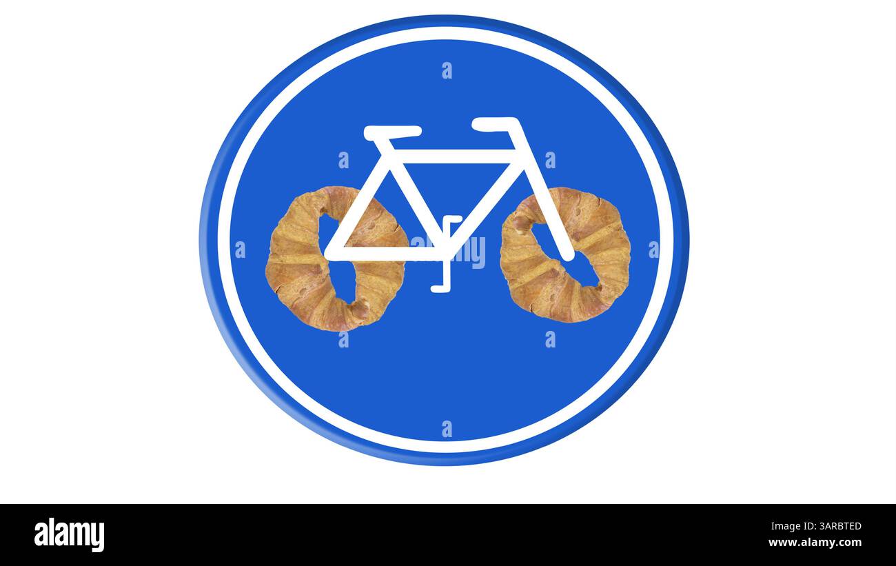 Digital composite - concept cycling in France. Road sign of a bicycle ...