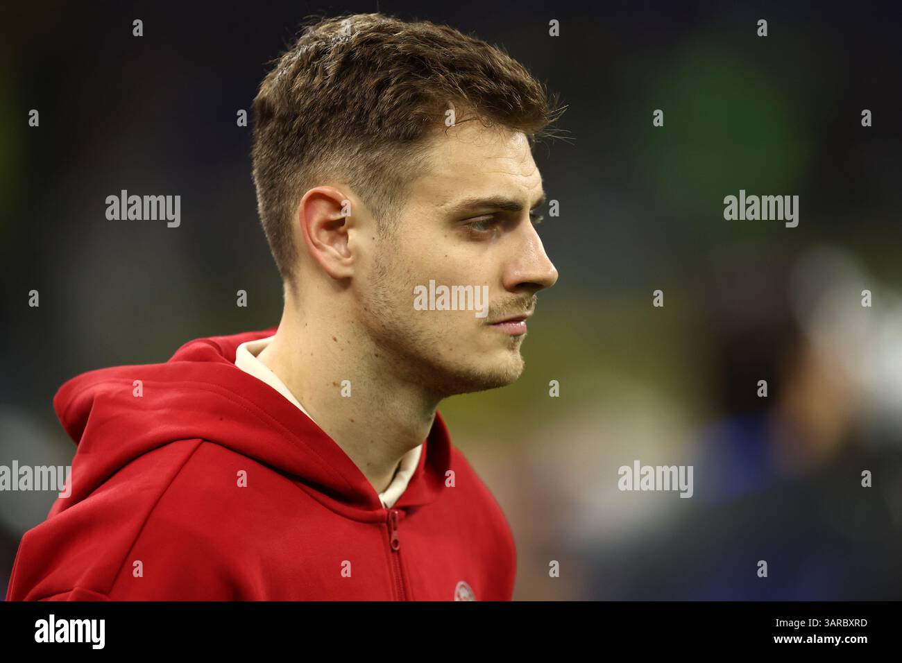 Milano, Italy. 16th Apr, 2025. Josip Stanisic of FC Bayern Munchen ...