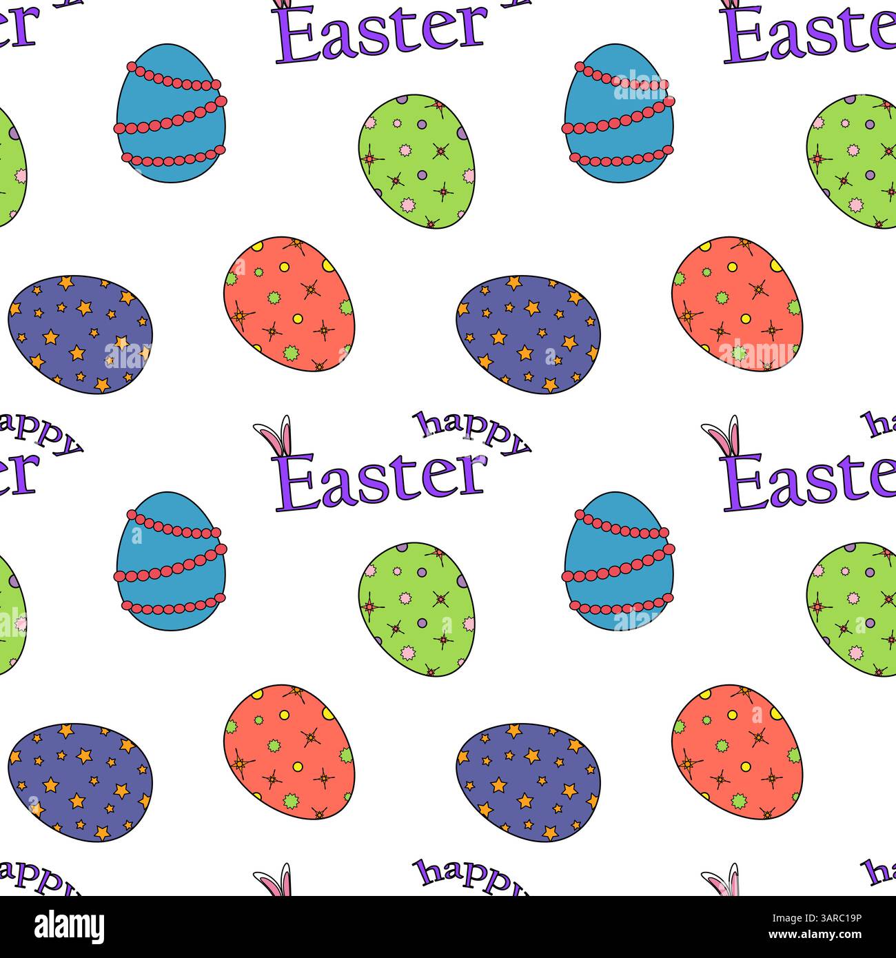 Seamless pattern featuring decorated Easter eggs and - Happy Easter ...